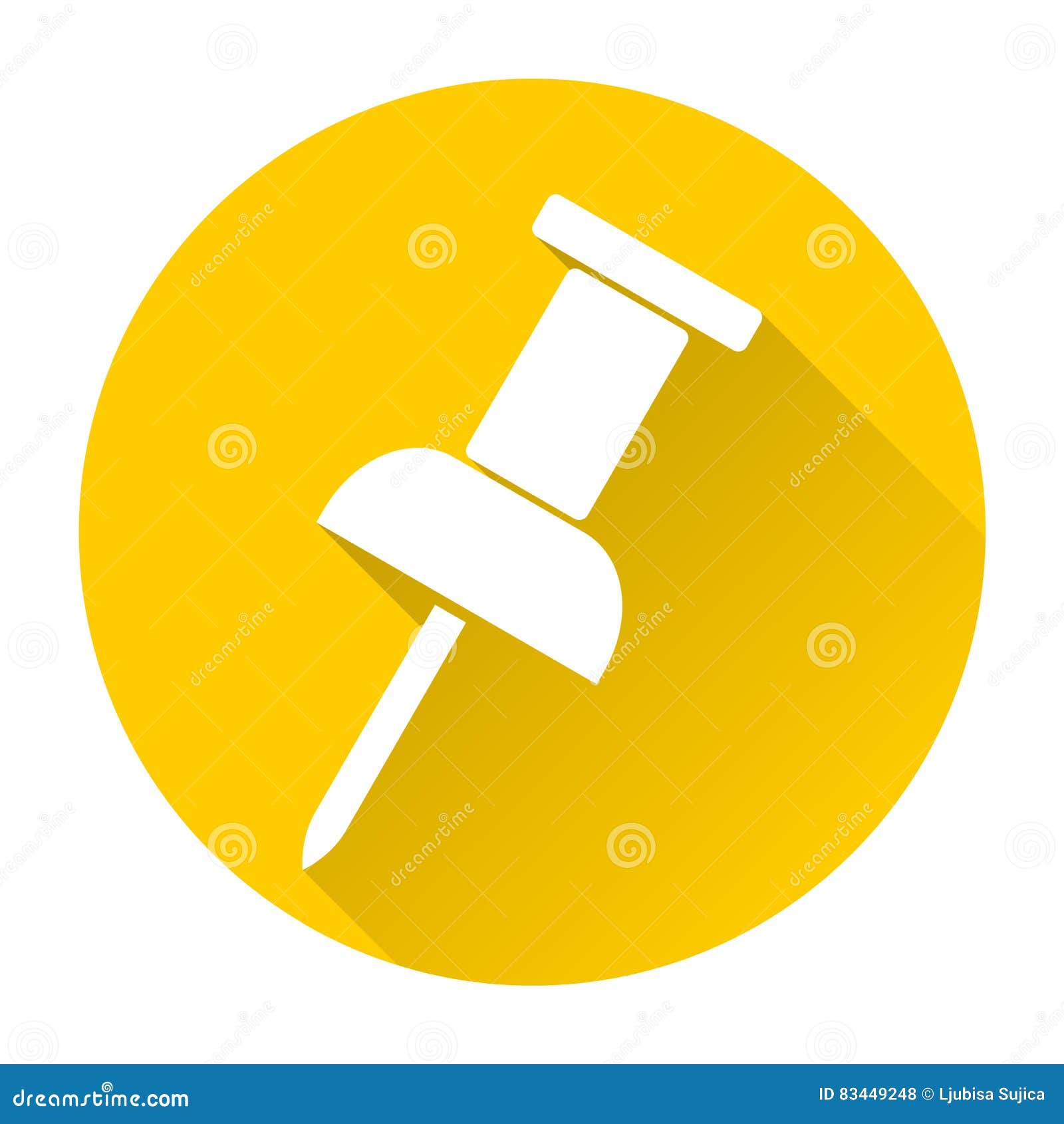 Pushpin Icon With Long Shadow Stock Vector - Illustration of background ...