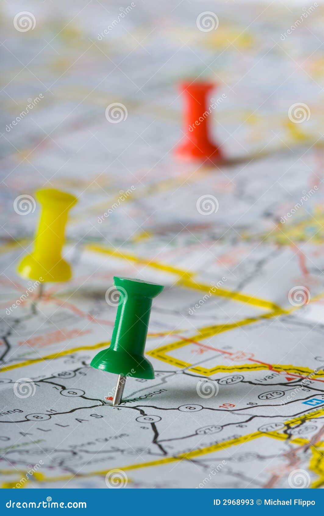 Pushpin on Map stock image. Image of steel, pinpoint, location - 2968993