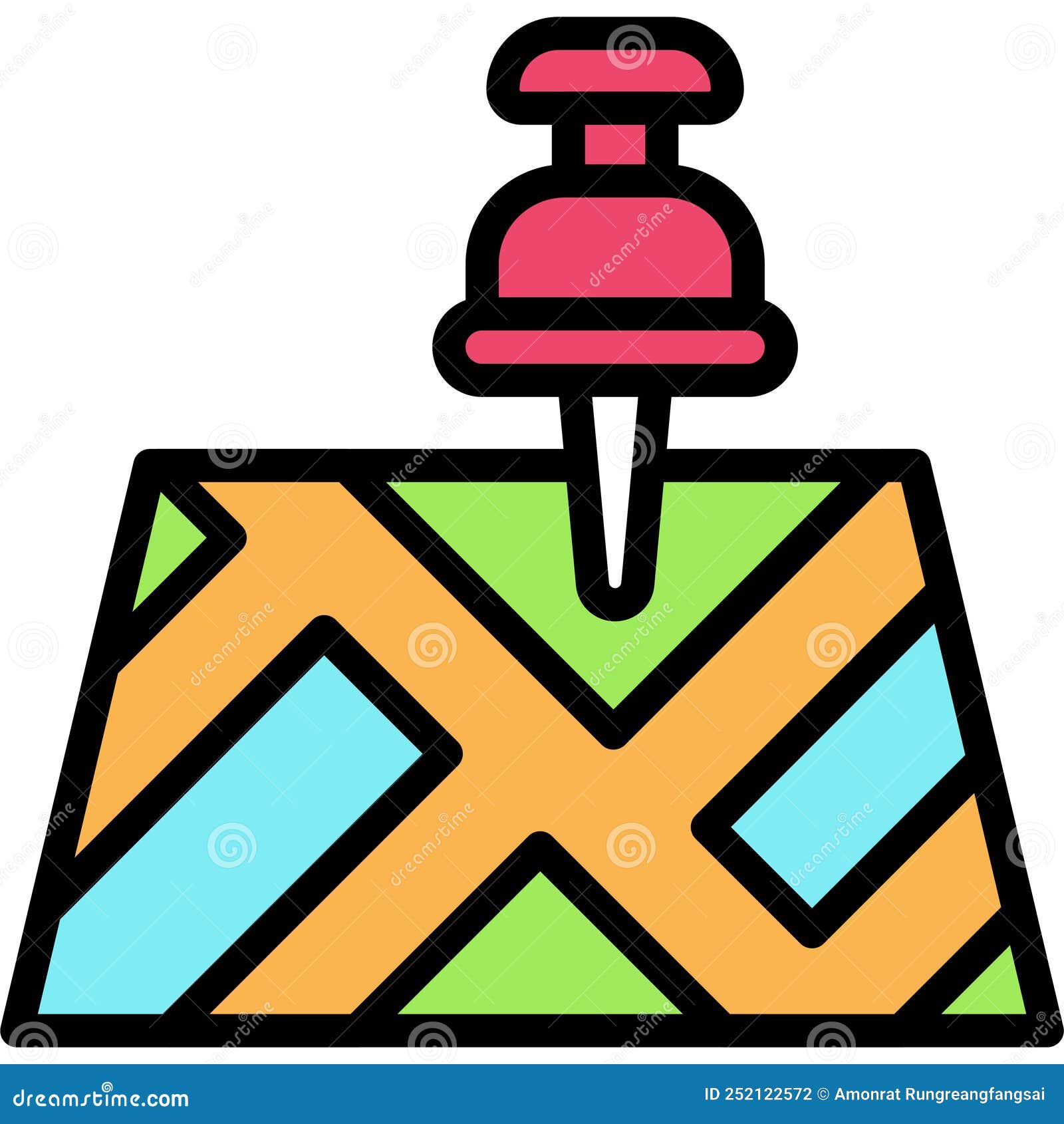 Pushpin on Map Icon, Location Map and Navigation Vector Stock Vector ...