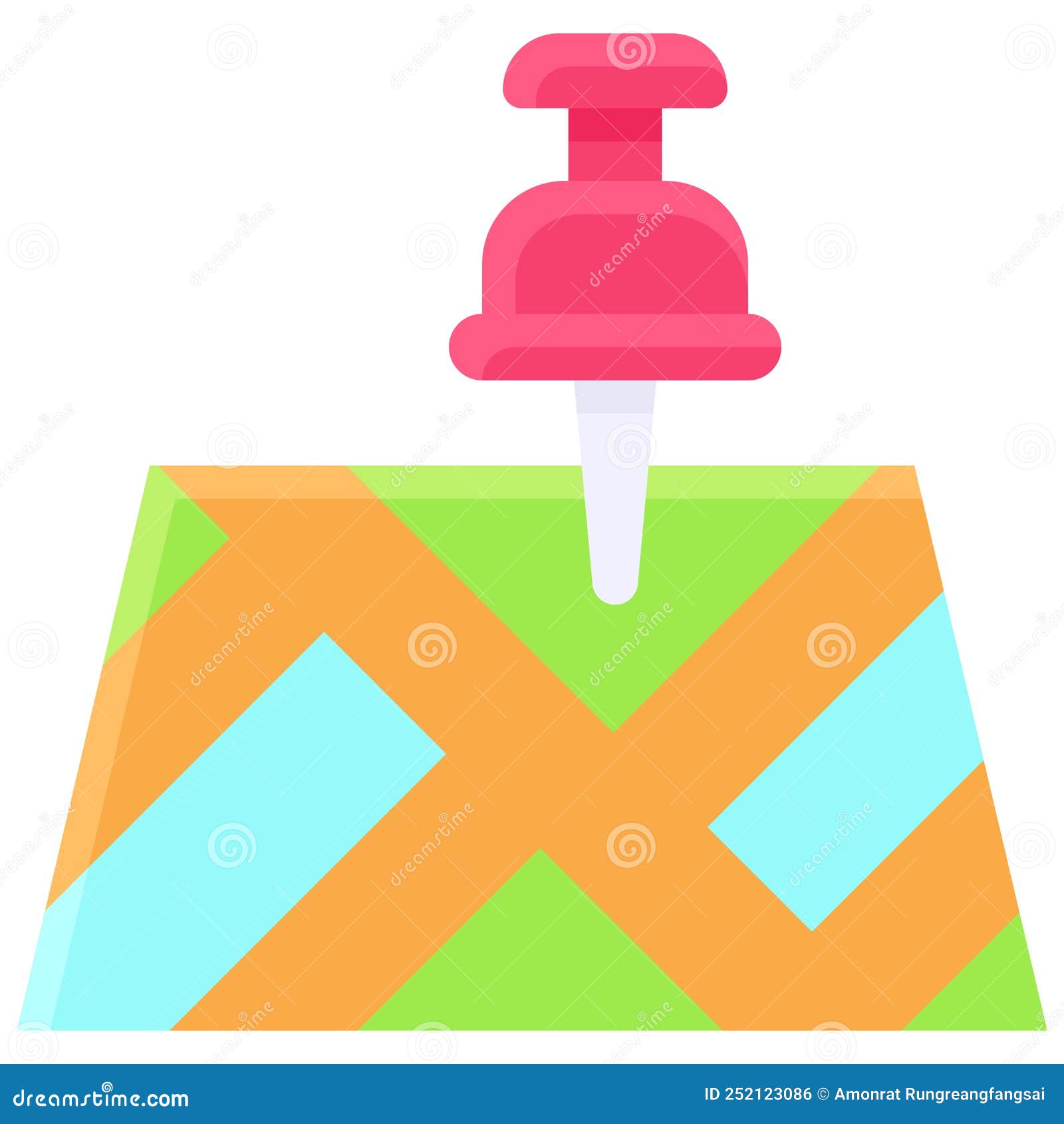 Pushpin on Map Icon, Location Map and Navigation Vector Stock Vector ...