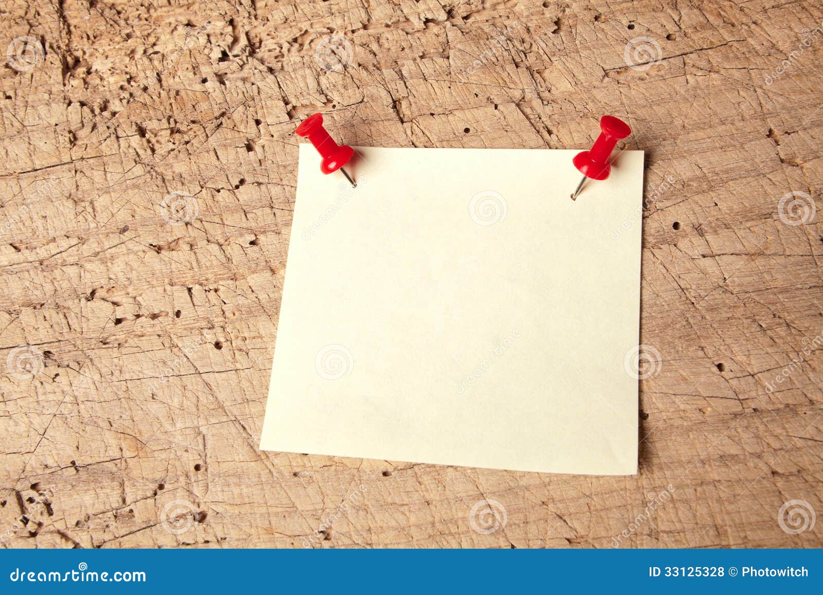 Pushpin notepad on board stock photo. Image of info, paper - 33125328