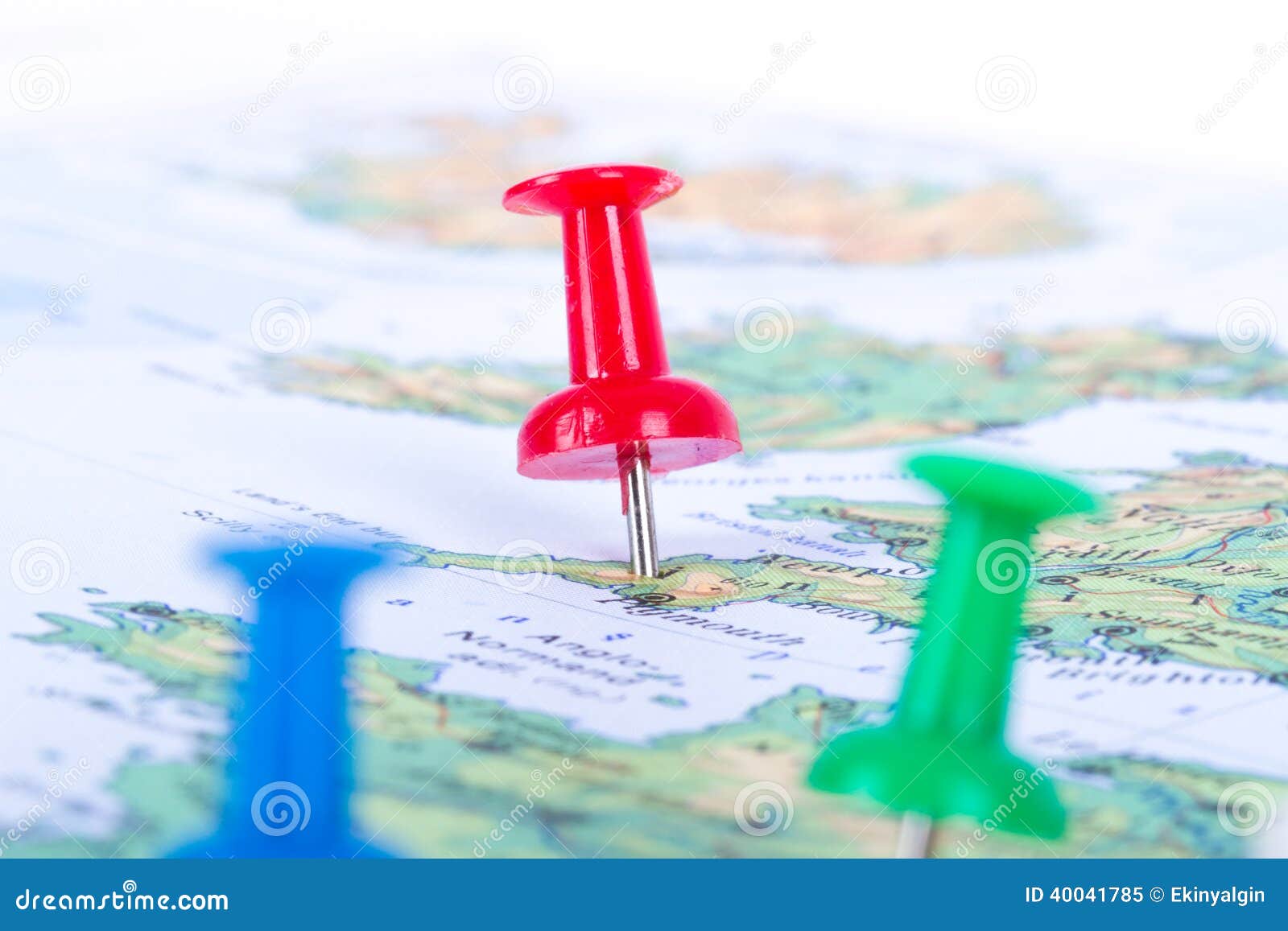 Pushpin Pointing on Map stock image. Image of journey - 40041785