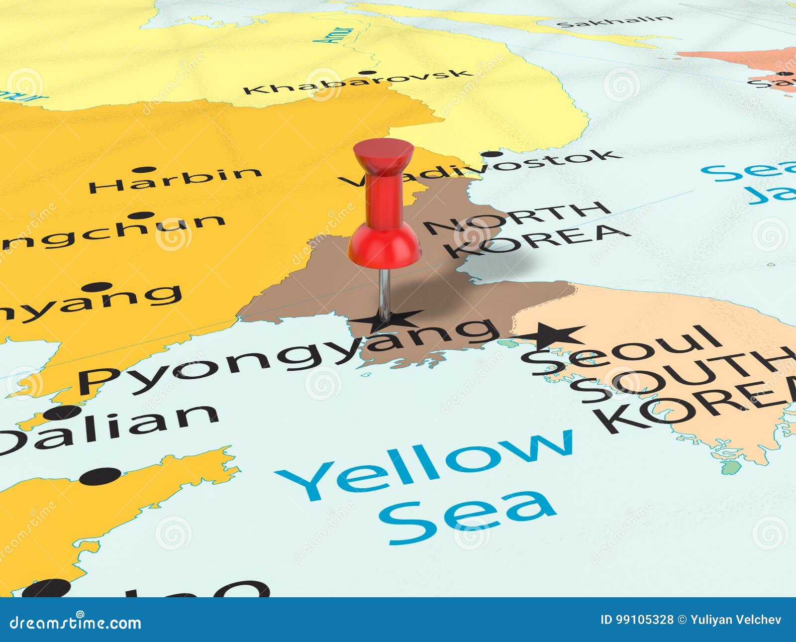 Pushpin on Pyongyang map stock illustration. Illustration of city ...