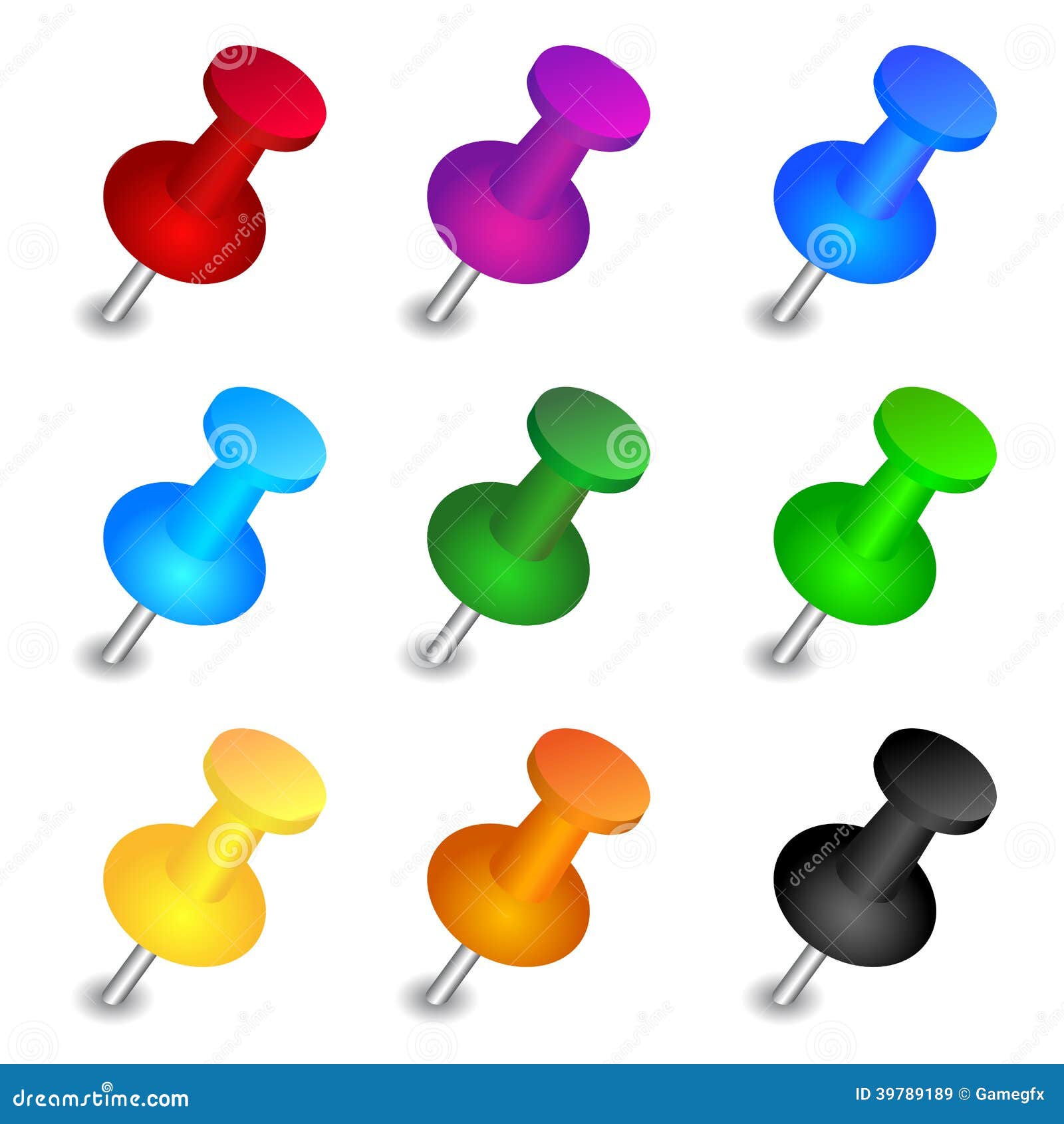 Pushpin set stock vector. Illustration of vector, colorful - 39789189
