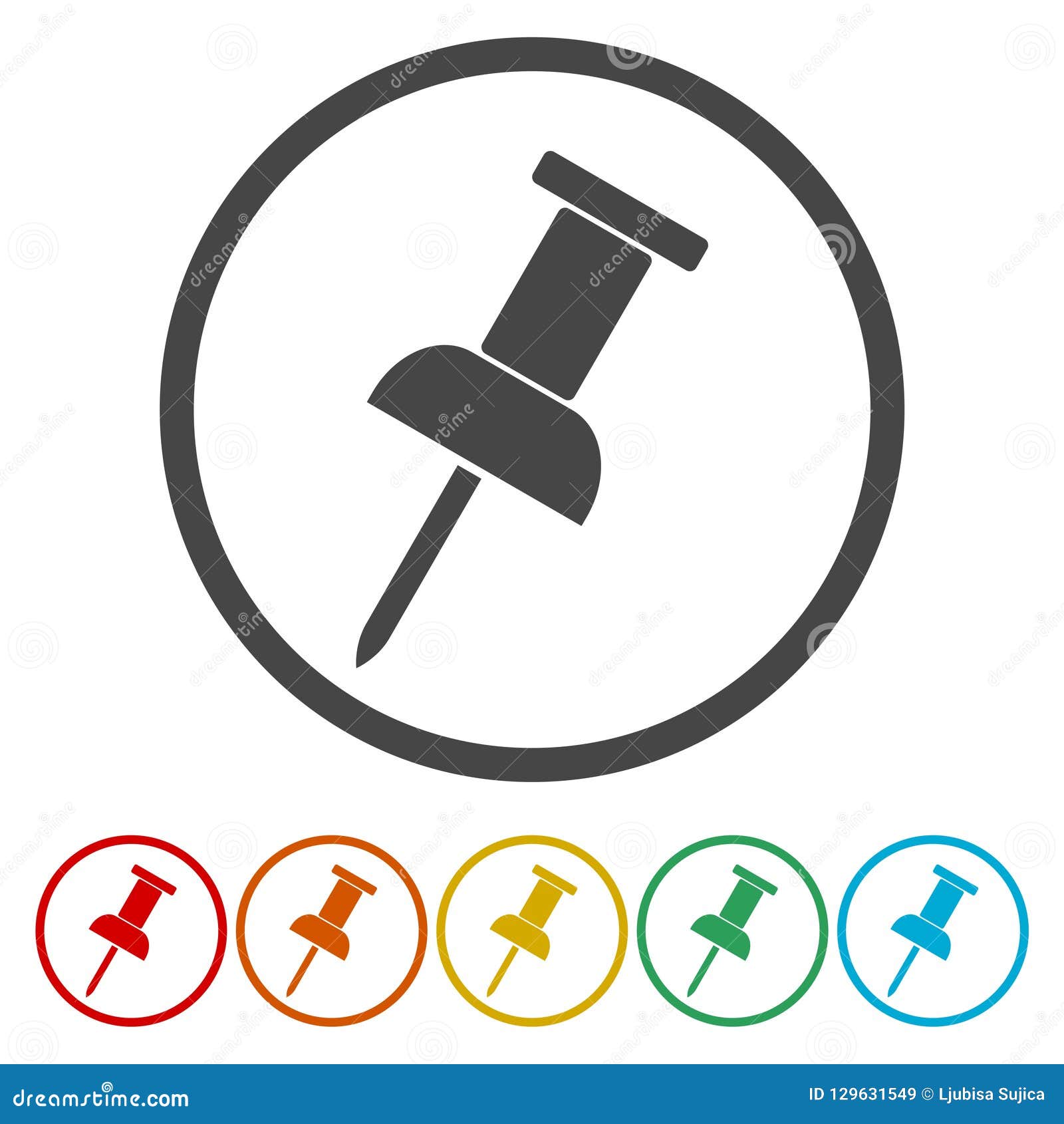 Pushpin Sign Icon. Pin Button Stock Vector - Illustration of bubble ...