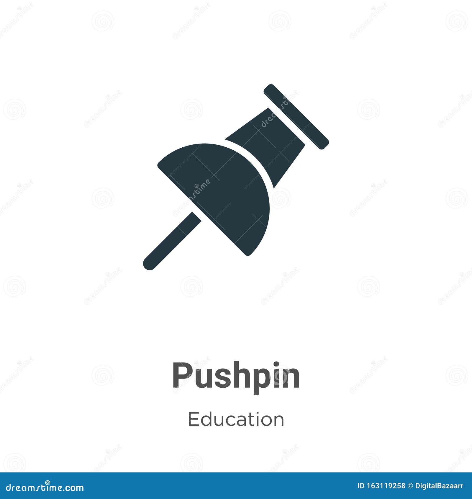 Pushpin Vector Icon on White Background. Flat Vector Pushpin Icon ...