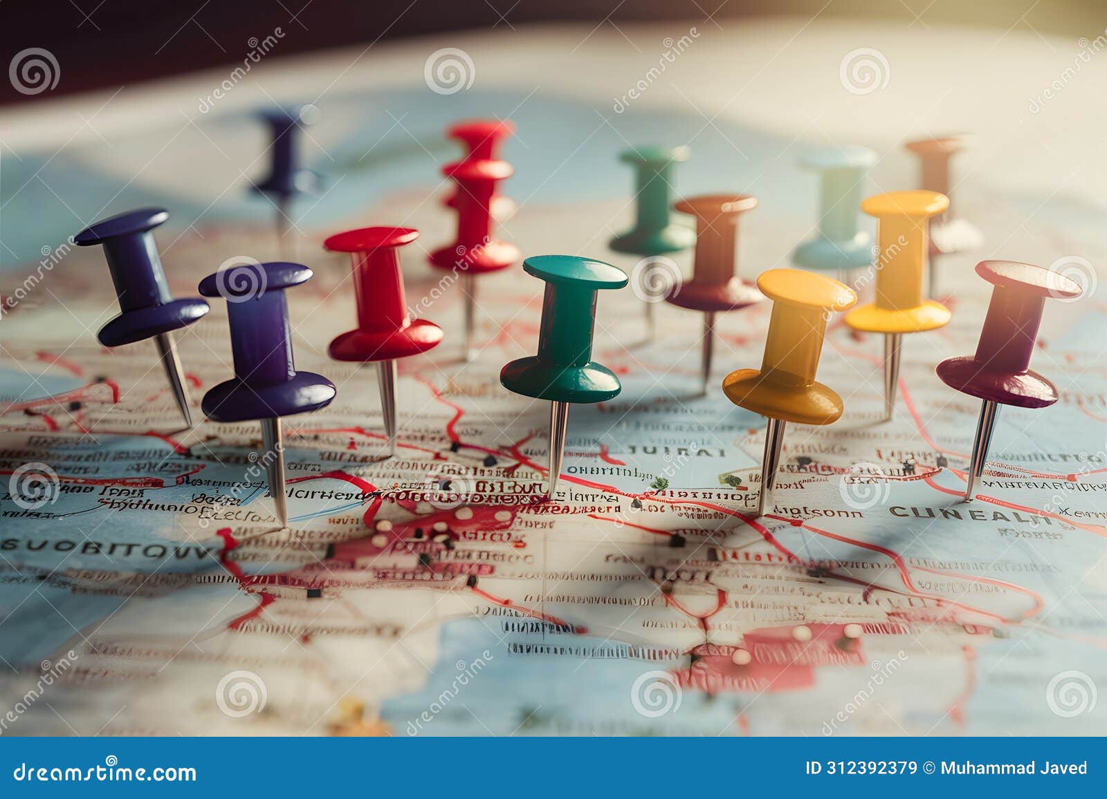 Pushpins Mark Destinations on Map, Representing Diverse Travel ...
