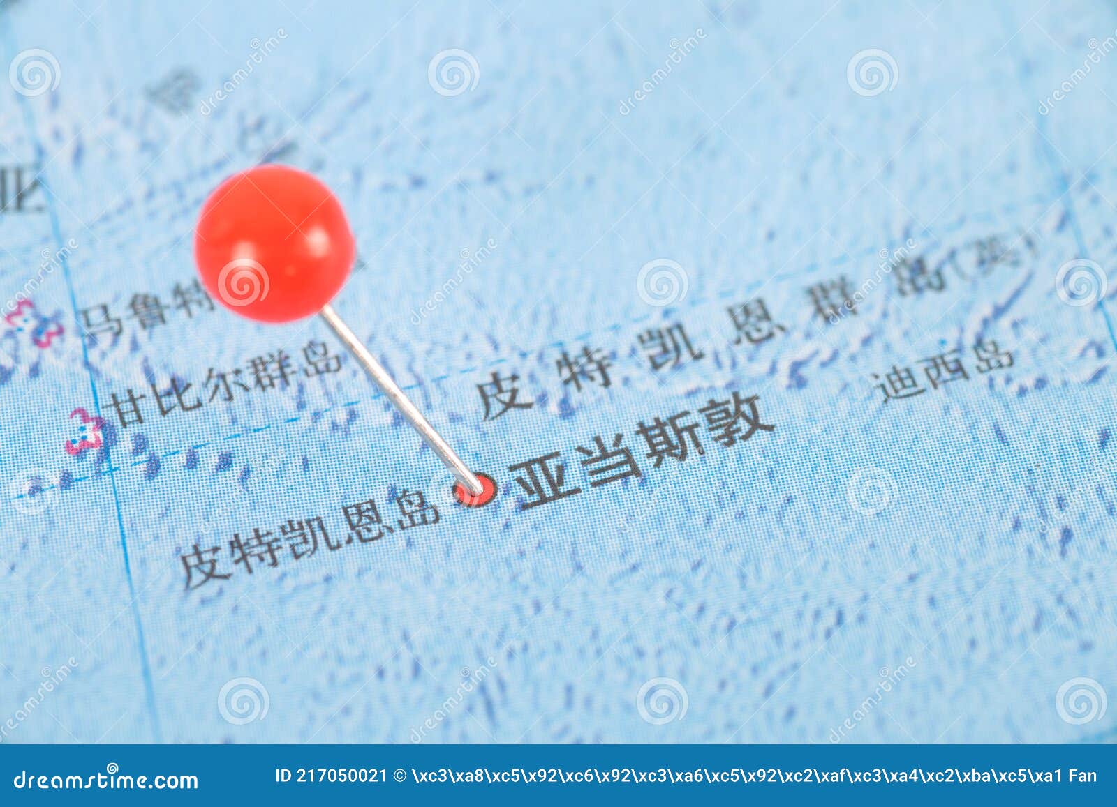 Pushpins Mark the Location of Adamstown, the Capital of the Pitcairn ...