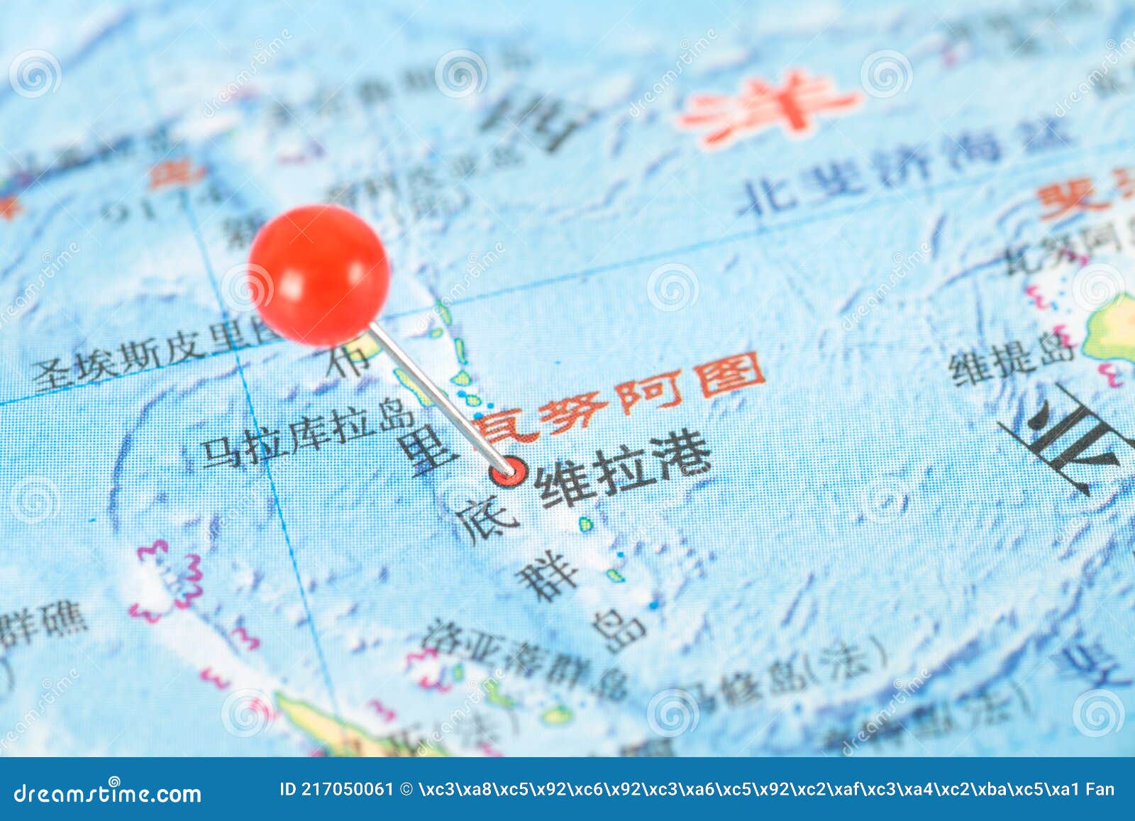 Pushpins Mark the Location of Port Vila, the Capital of Vanuatu on the ...