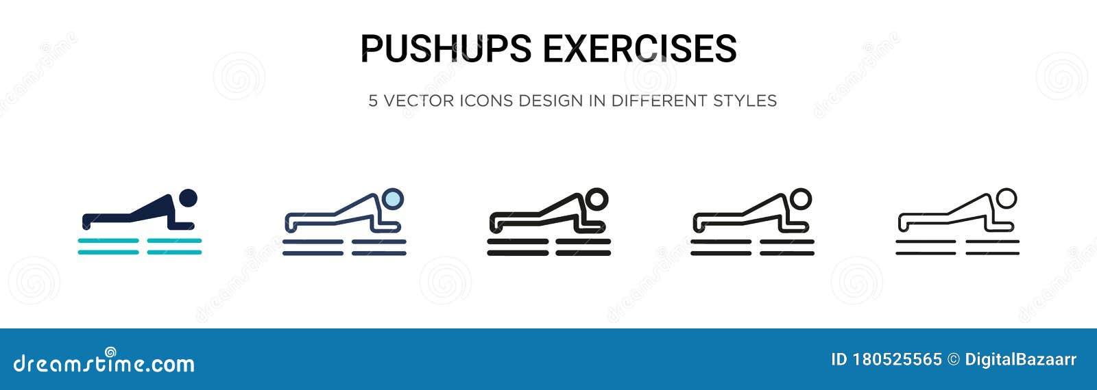 Pushups Exercises Icon in Filled, Thin Line, Outline and Stroke Style ...