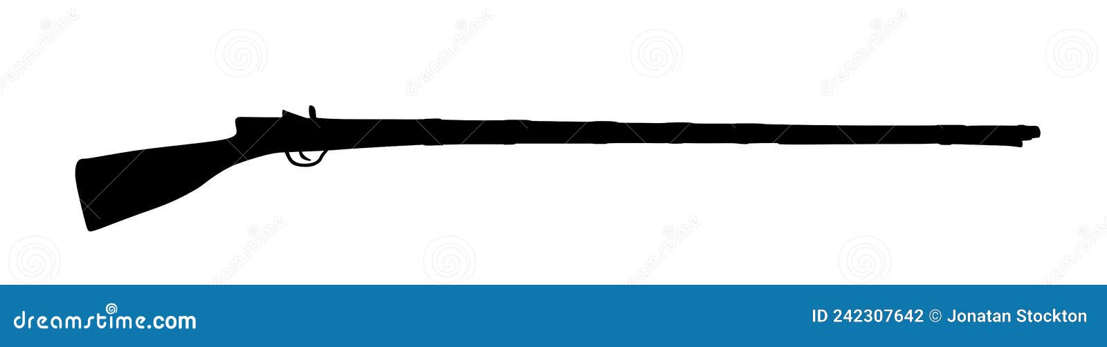 Old Flintlock Rifle Vector Silhouette Illustration Isolated on White ...