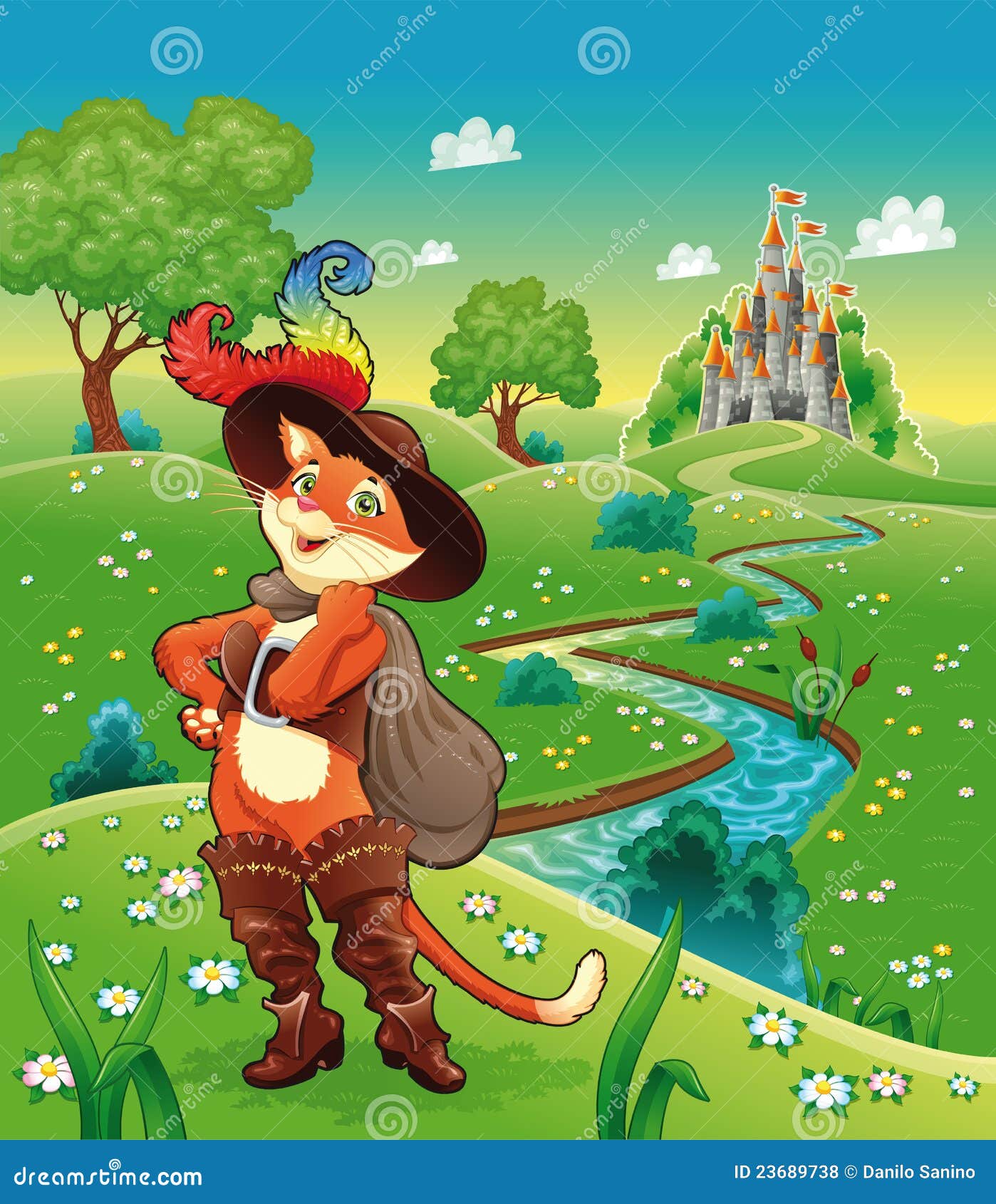 Puss in Boots and Background. Stock Vector - Illustration of castle ...