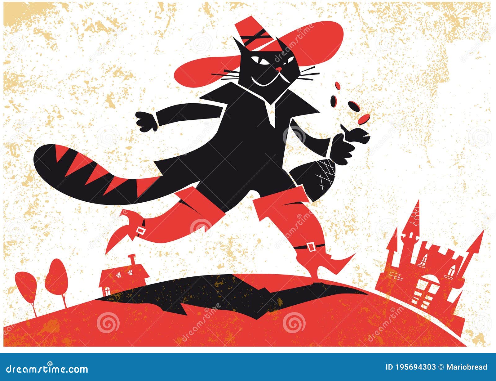 Puss in Boots with Castle, Vector Illustration Stock Vector ...