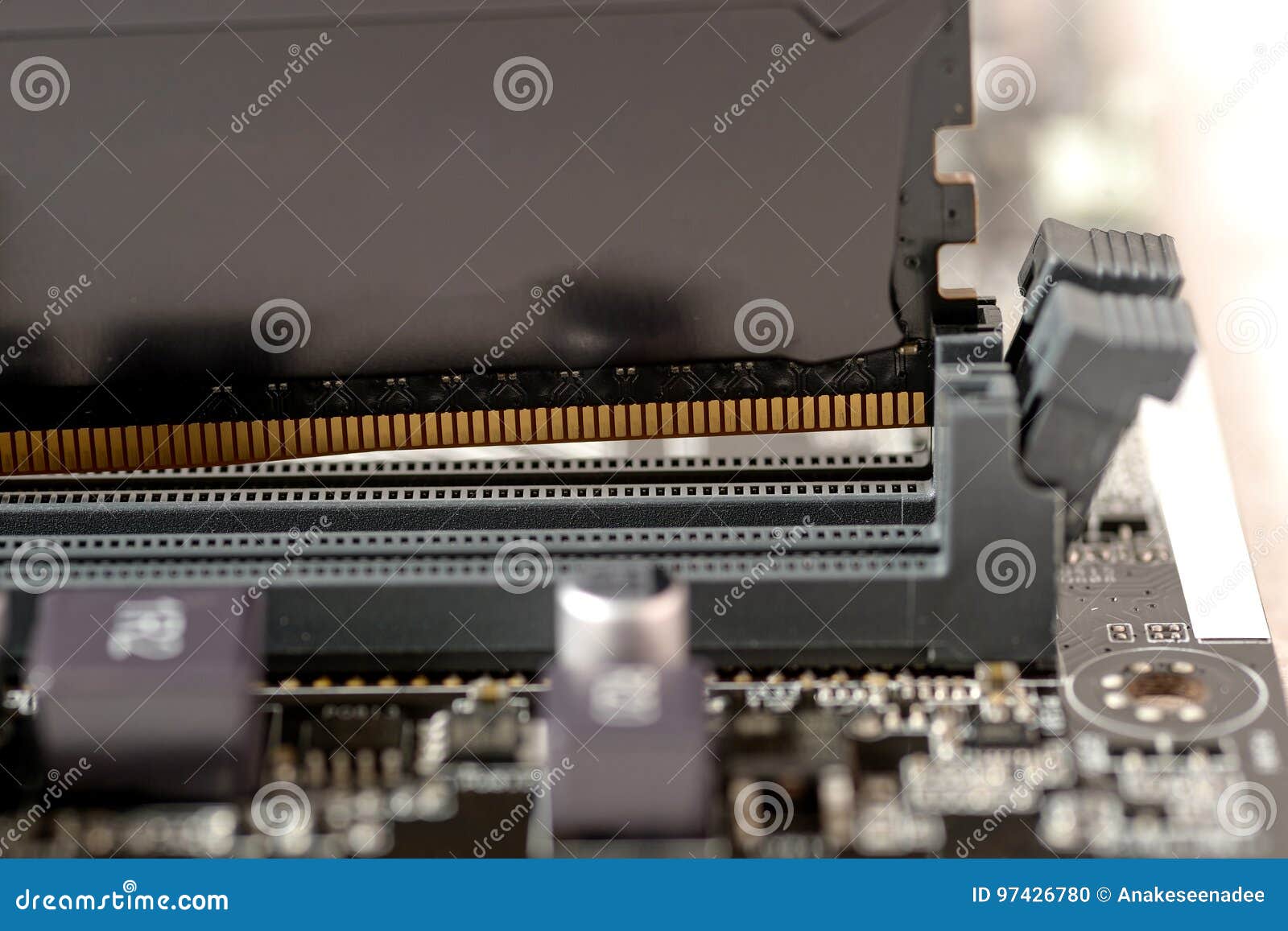 Put memory to slot stock photo. Image of technology, work - 97426780