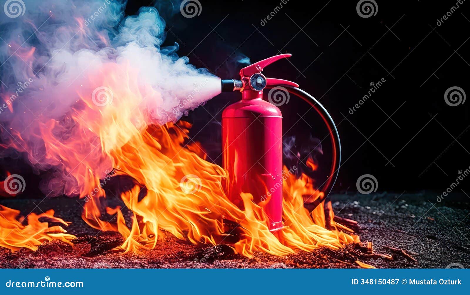 Put Out a Fire with a Fire Extinguisher Stock Illustration ...