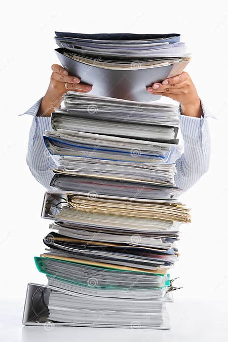 Put Paper into High Pile Paperwork Stock Photo - Image of workload ...
