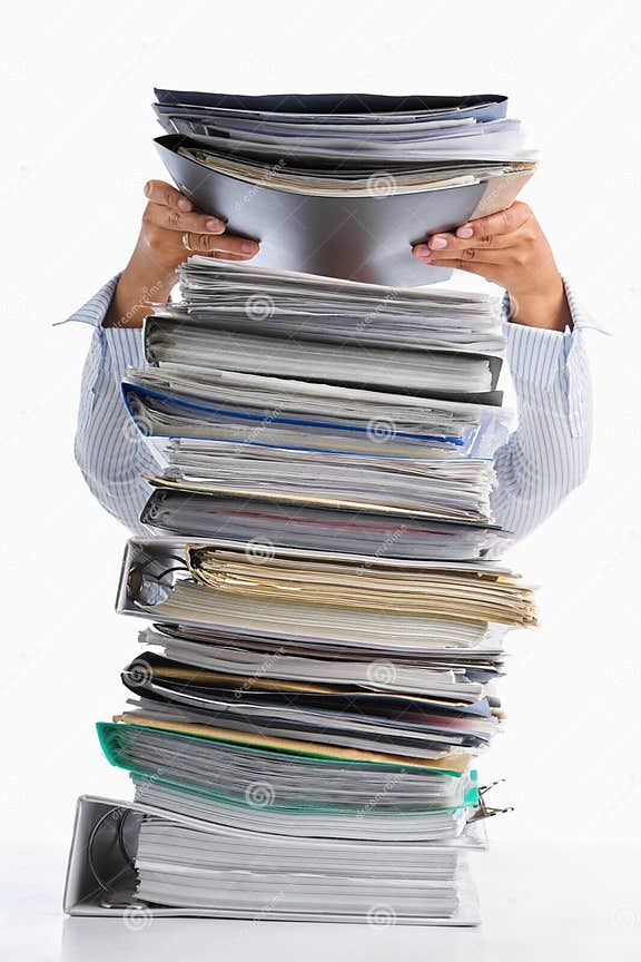 Put Paper into High Pile Paperwork Stock Photo - Image of workload ...