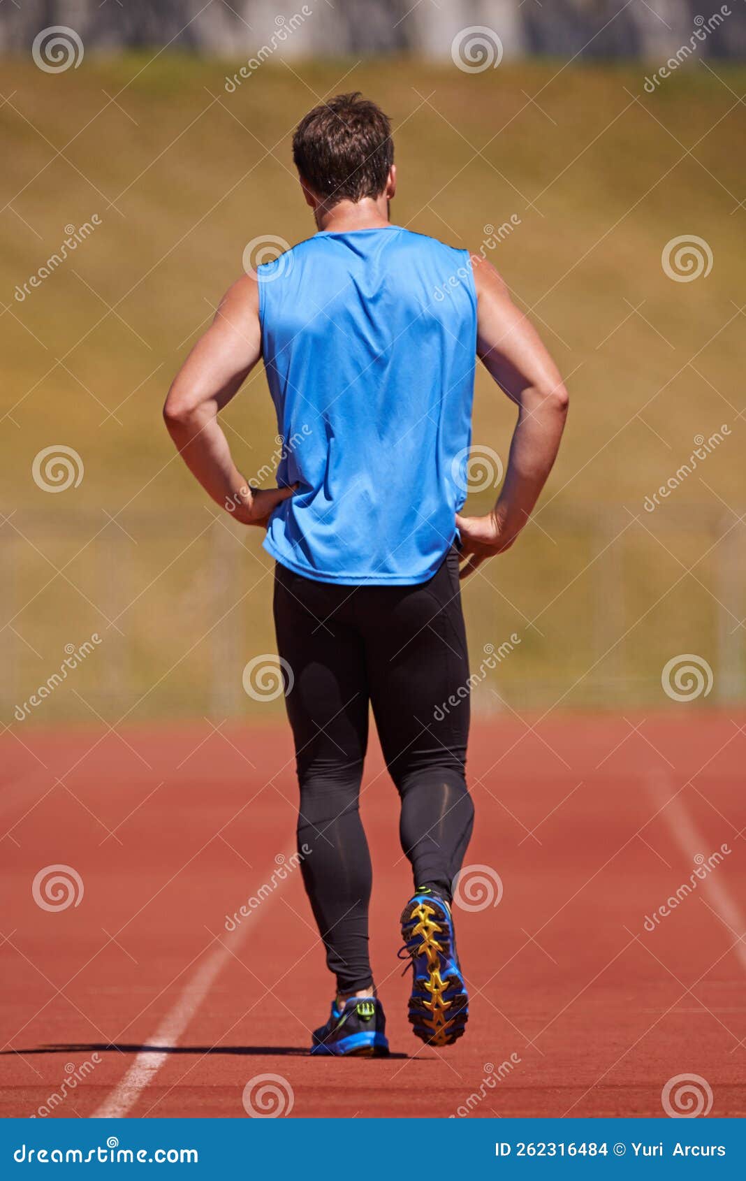 He Put in 110 for that Race. a Young Man Running on the Track. Stock ...