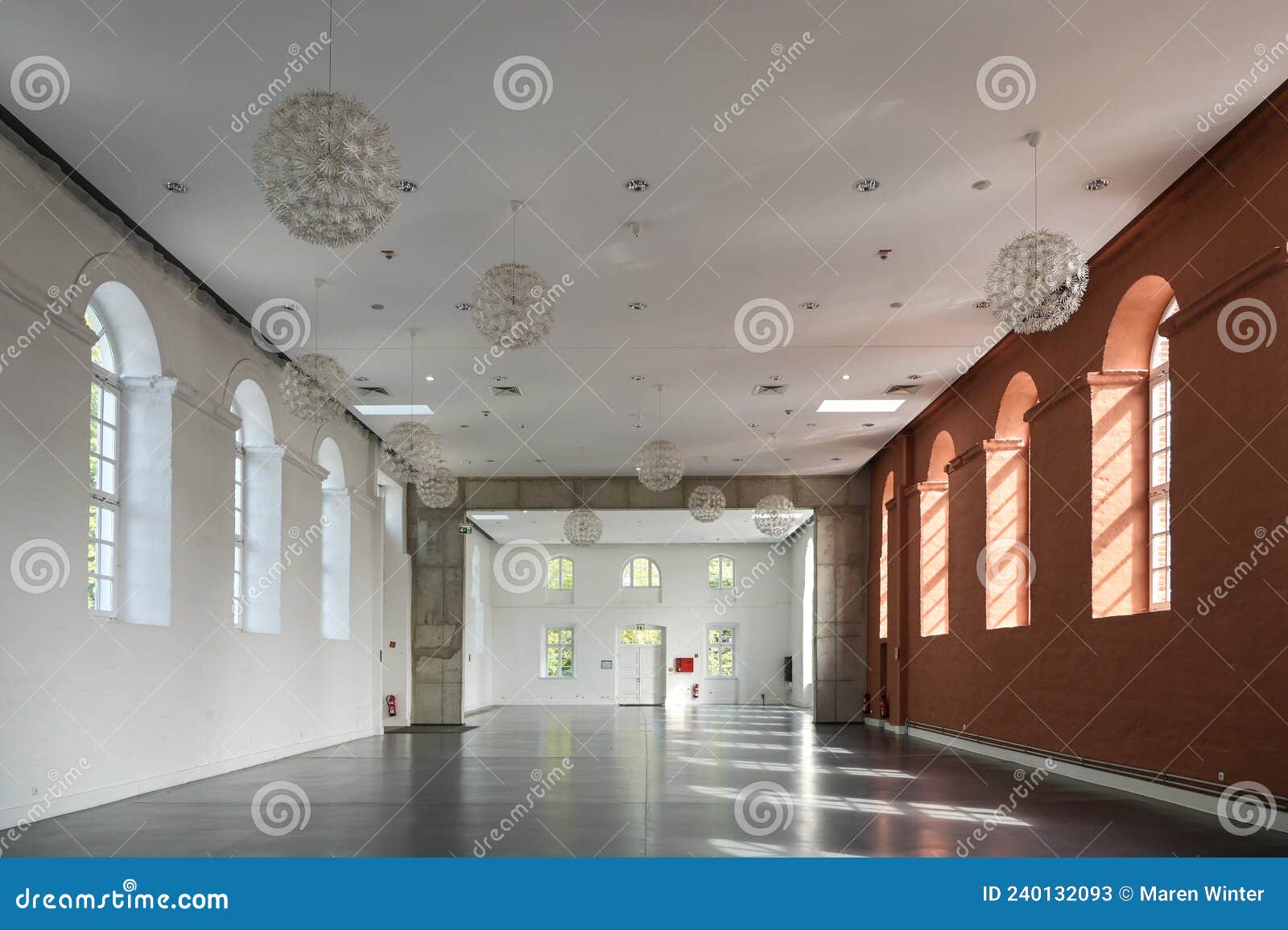 Putbus, Germany, August 22, 2021: Large Empty Hall with White and Red ...