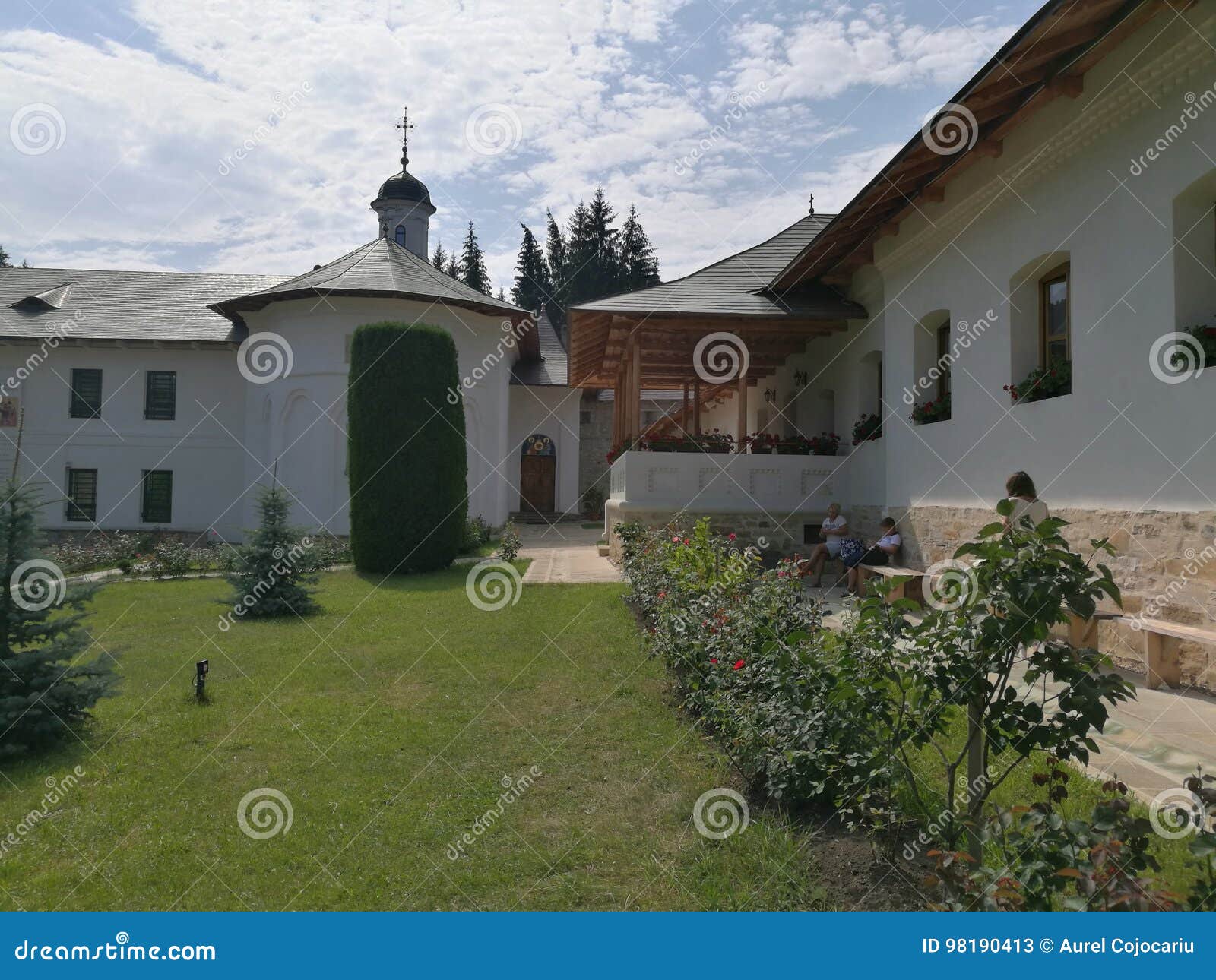 Putna monastery yard editorial stock photo. Image of courtyard - 98190413