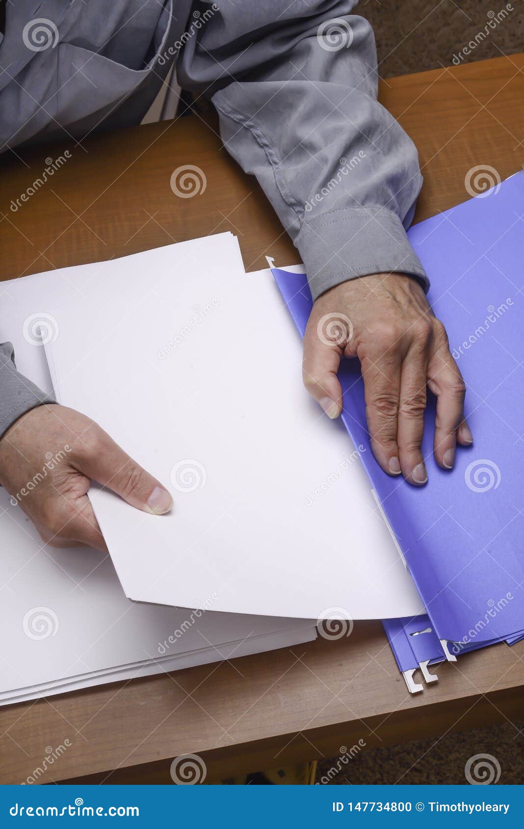 Putting Away Paper in a Folder for Organization ,work,order and Future ...