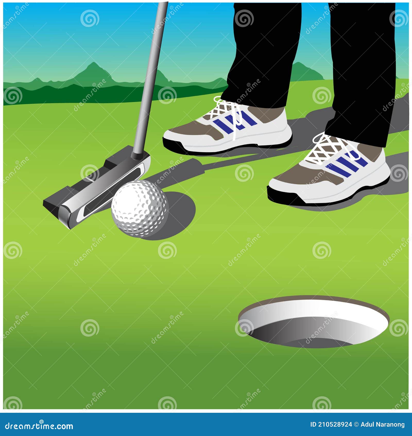 Putting Ball, Putting Golf, Ball on Green Stock Vector - Illustration ...