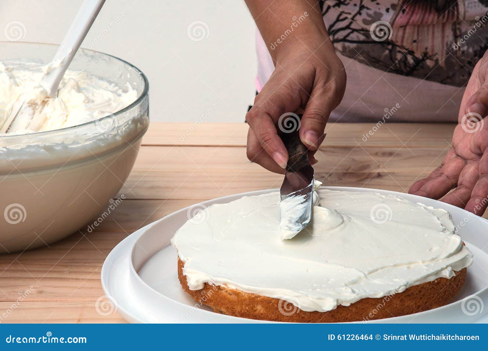 Putting Butter Cream Cake by Hand Stock Photo - Image of mixer ...