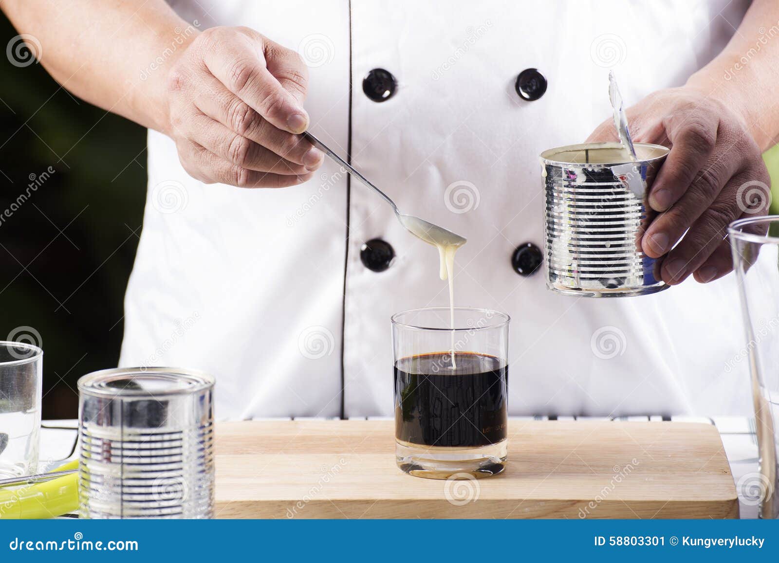 Putting Condensed Milk in To Hot Coffee Stock Image - Image of espresso ...