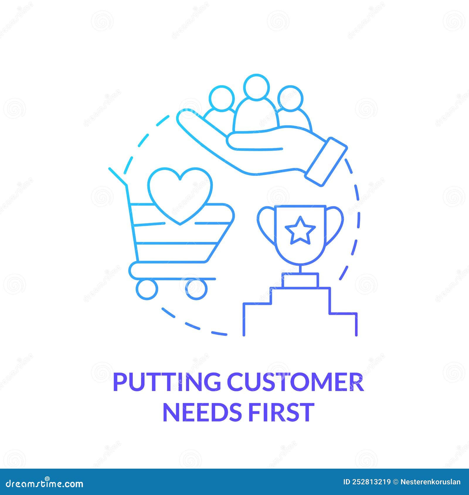Putting Customer Needs First Blue Gradient Concept Icon Stock Vector ...