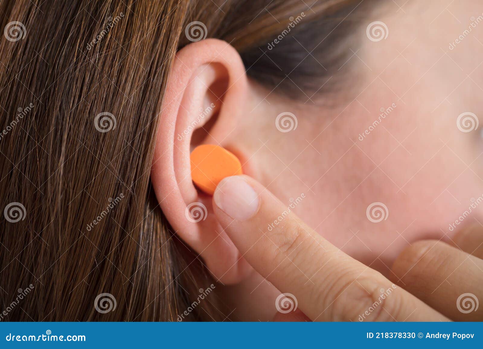 Putting Earplug into Her Ear Stock Photo - Image of lady, problems ...