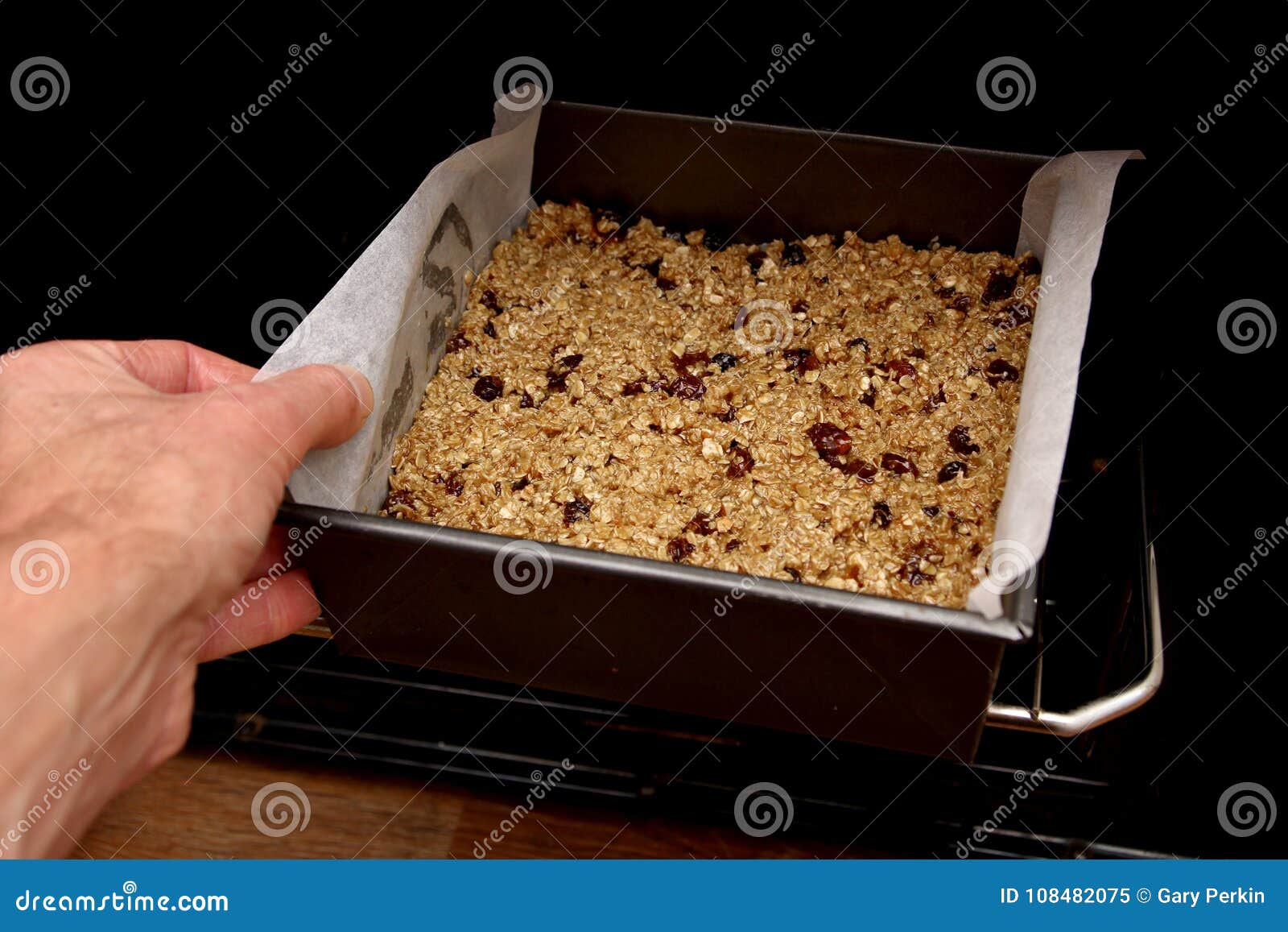 Putting Fruit Flapjack Mix into the Oven Stock Image - Image of tasty ...