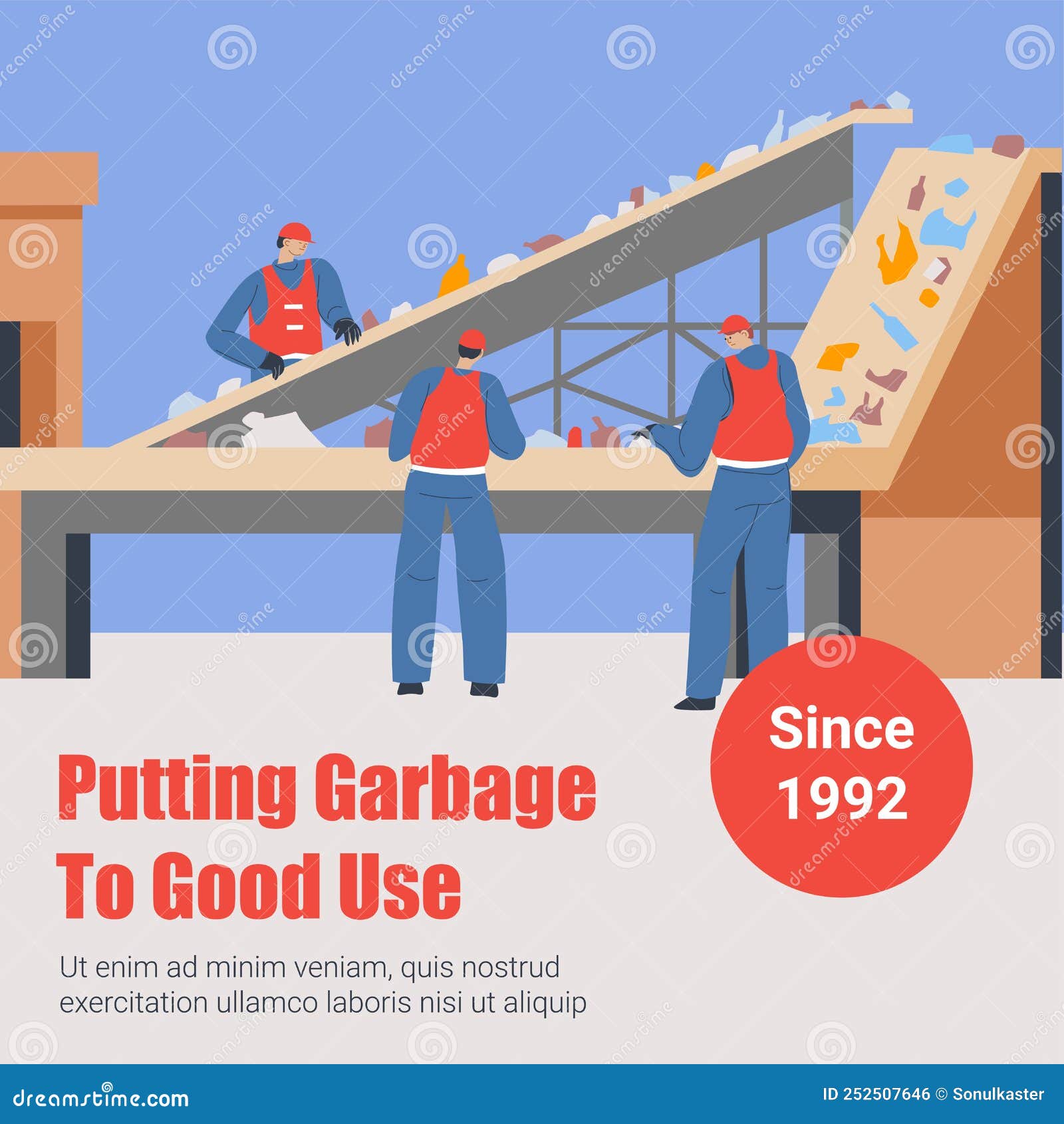 Putting Garbage To Good Use, since 1992 Sorting Stock Vector ...