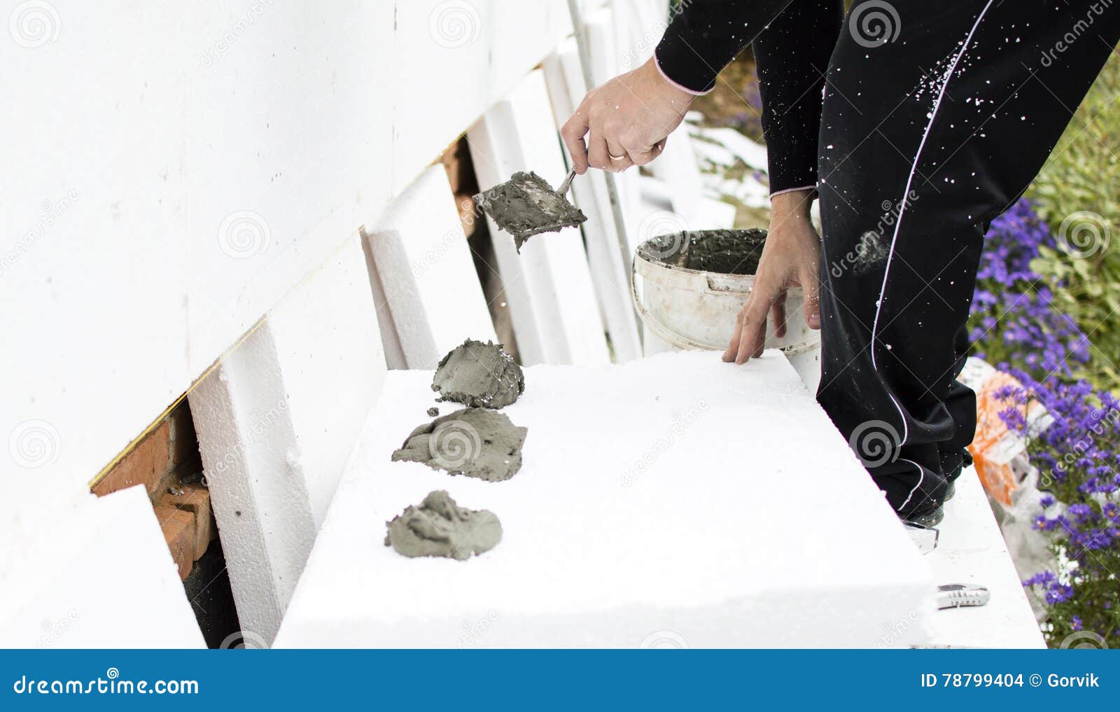 Putting glue on styrofoam stock photo. Image of master - 78799404