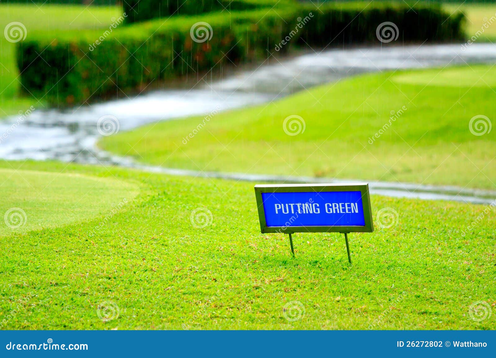 Putting Green Guidance Board in the Foreground Stock Photo - Image of ...