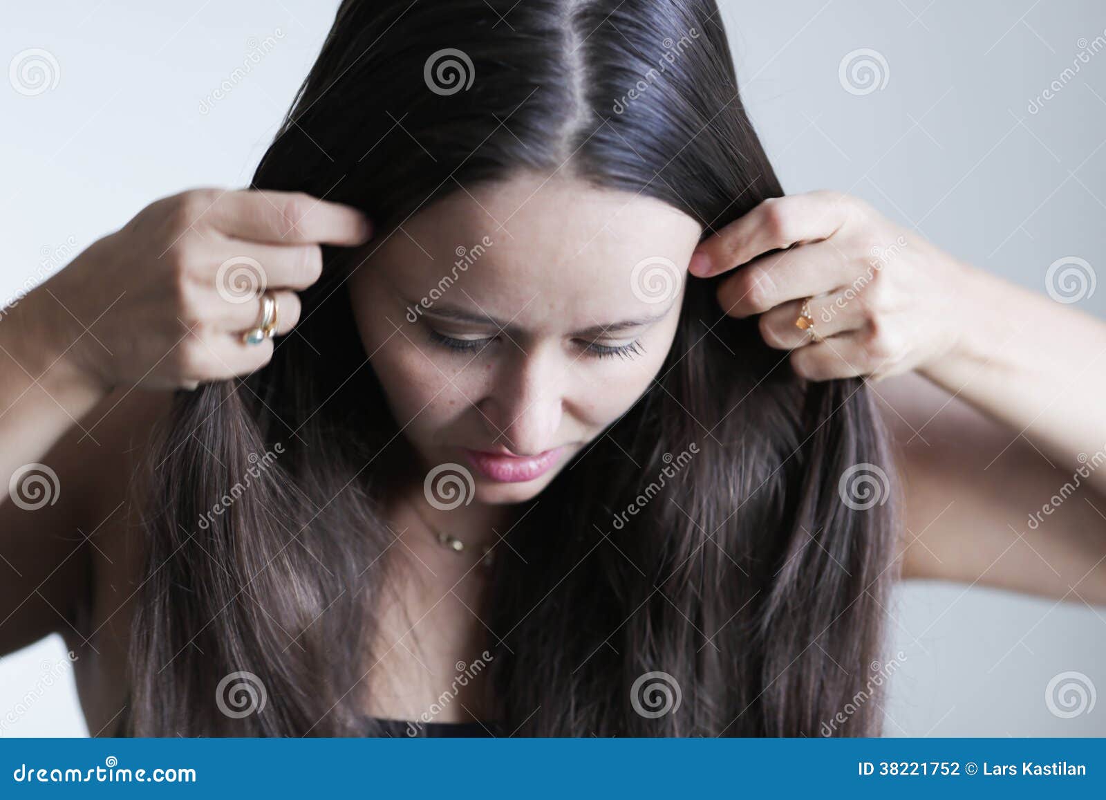 Putting the hair stock photo. Image of beautiful, hand - 38221752