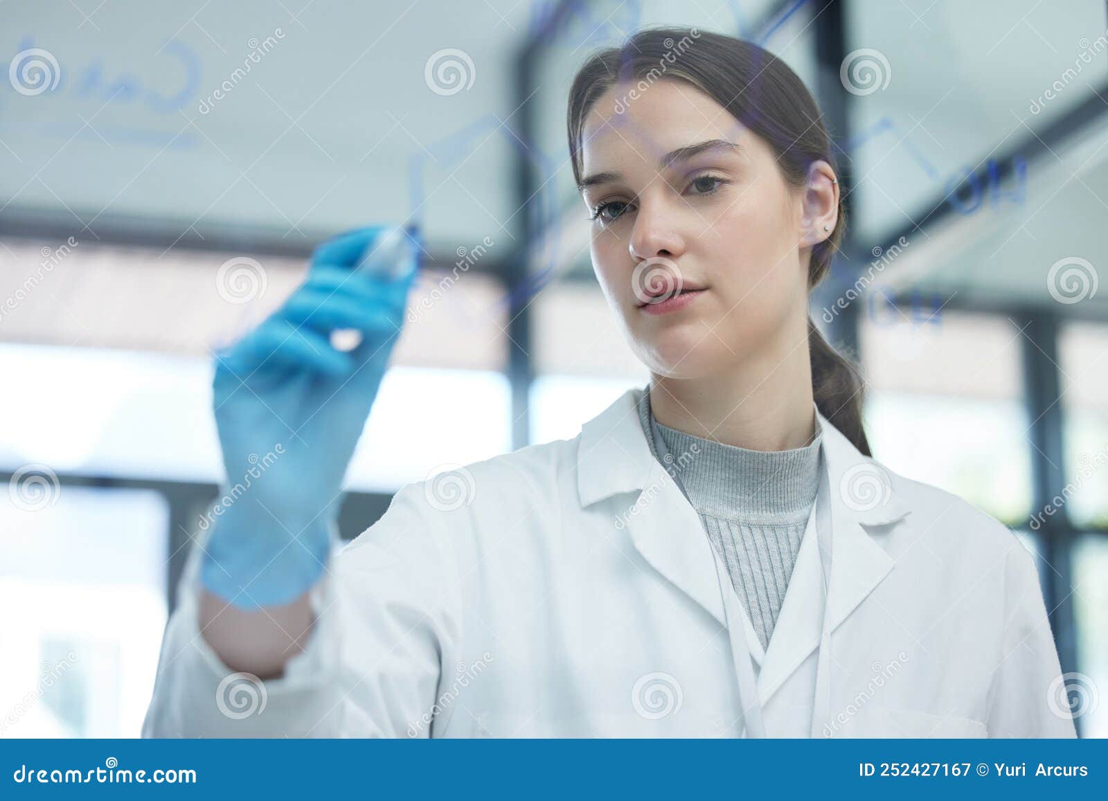 Putting Her Theory To the Test. a Scientist Solving Equations on a ...