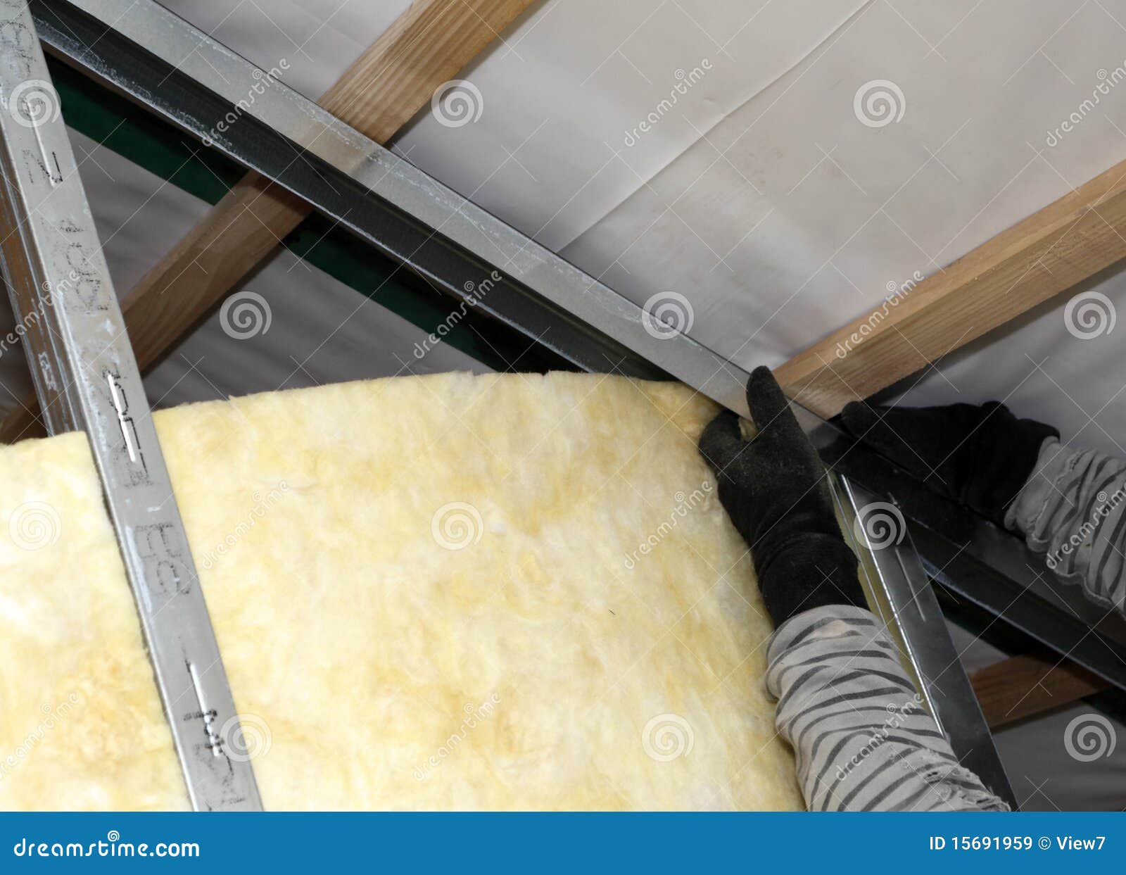 Putting in insulation stock image. Image of installation - 15691959