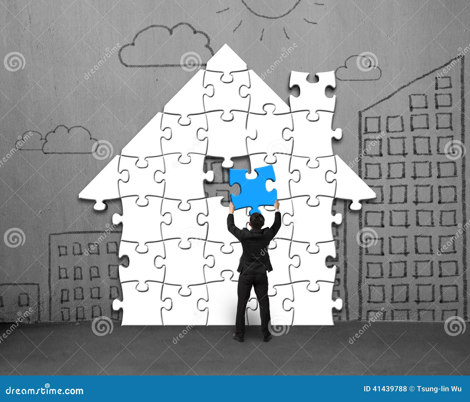 Blue Puzzles With Word Lean Cartoon Vector | CartoonDealer.com #38580975