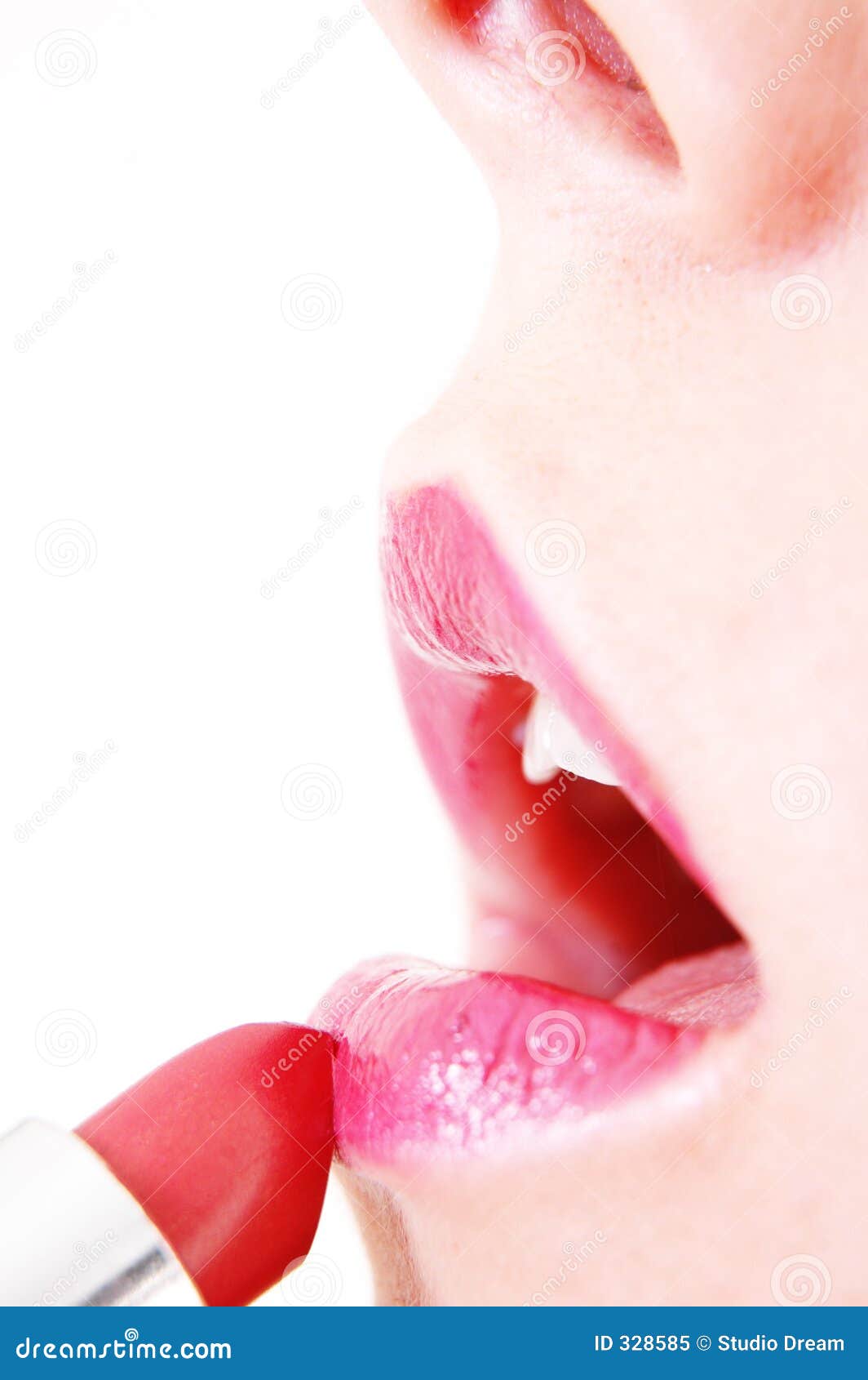 Putting on lip-stick stock image. Image of cosmetics, pure - 328585