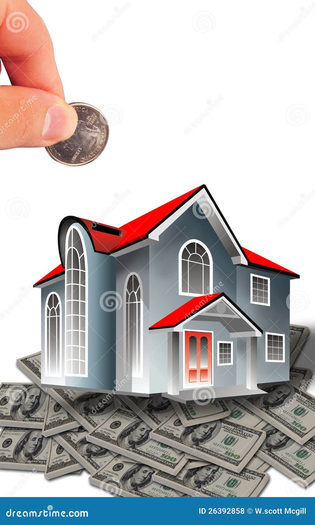 Putting money in home stock photo. Image of dollar, bank - 26392858