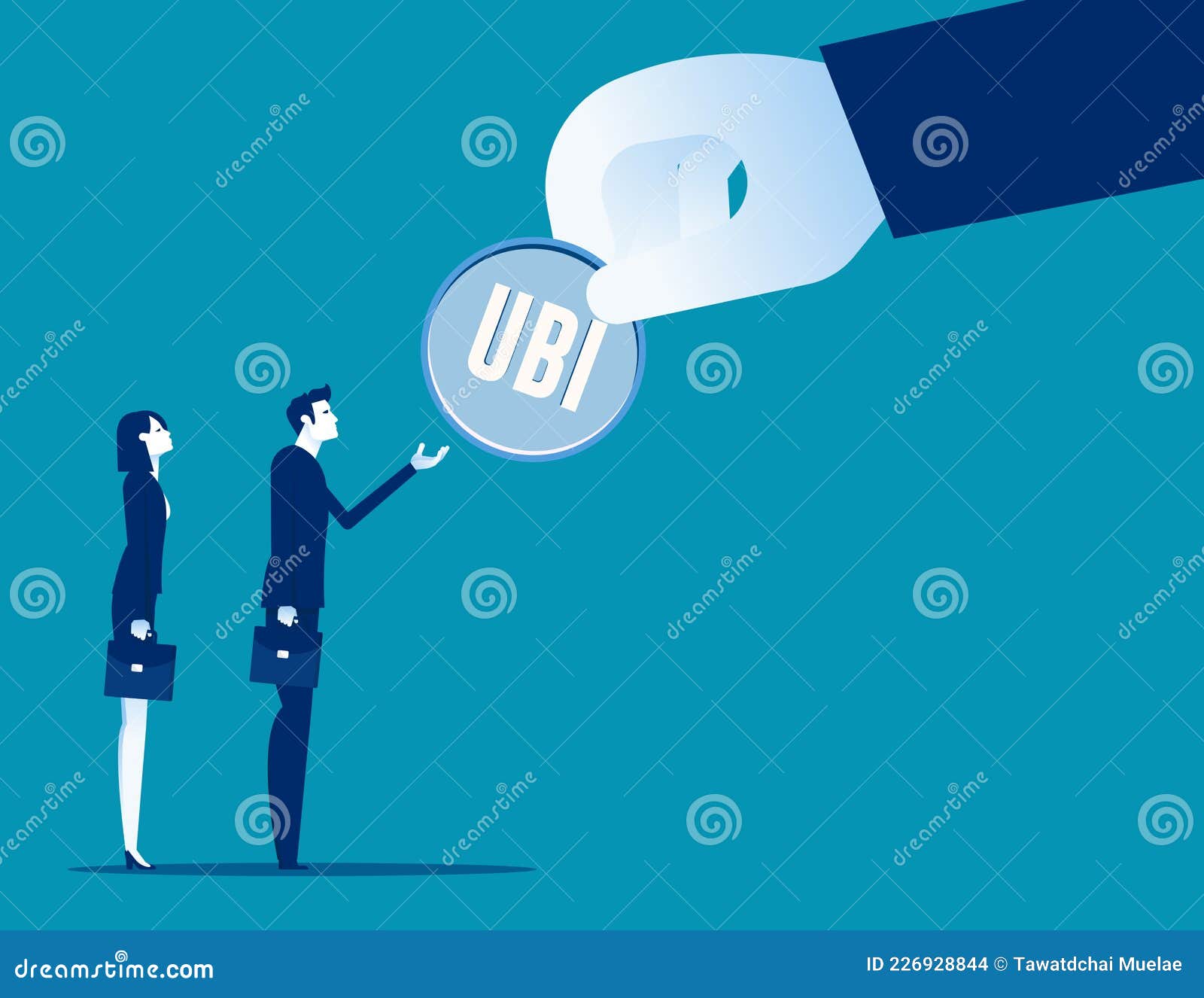 Universal Basic Income Vector Illustration. Labeled Explained System ...