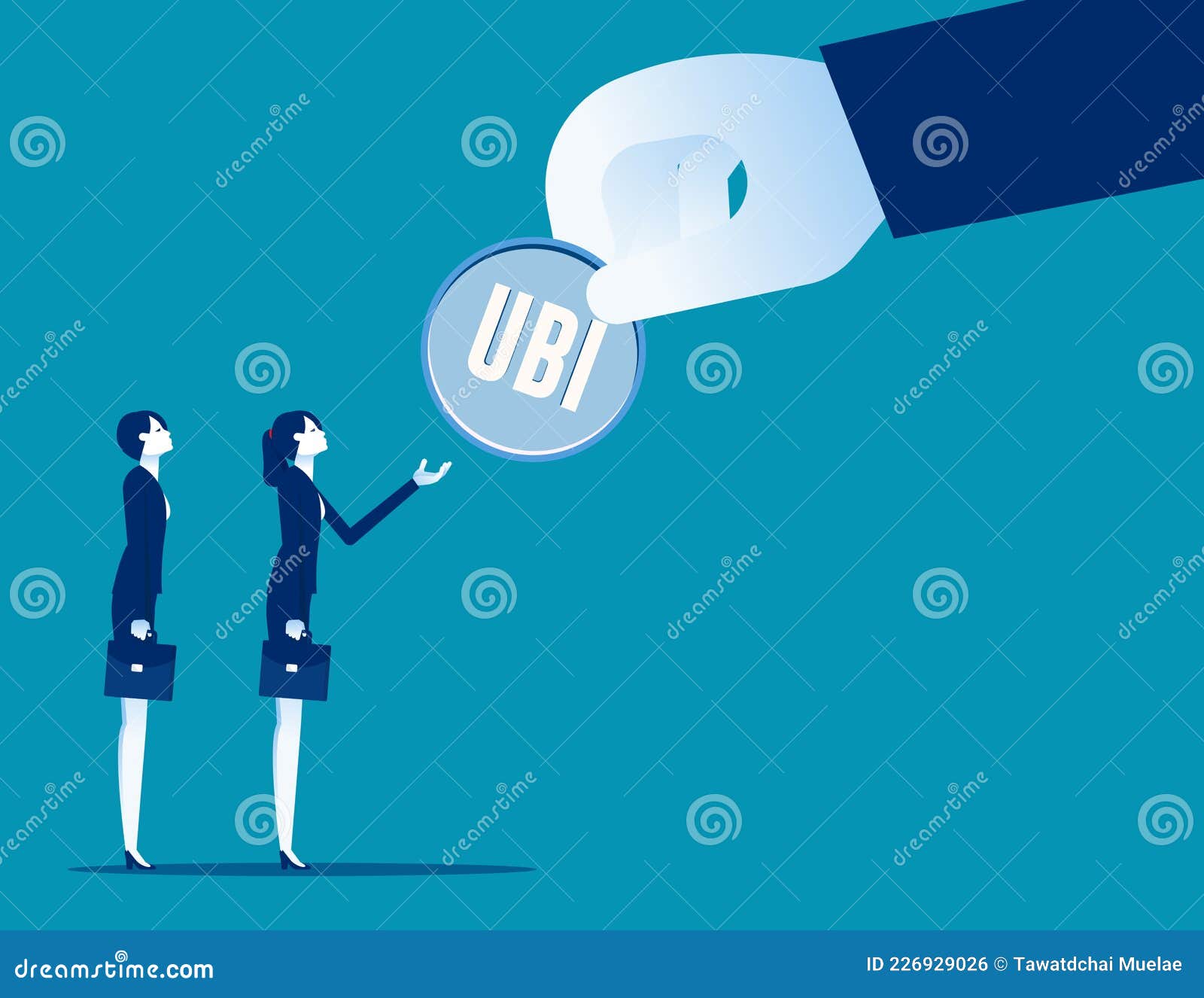 Universal Basic Income Vector Illustration. Labeled Explained System ...