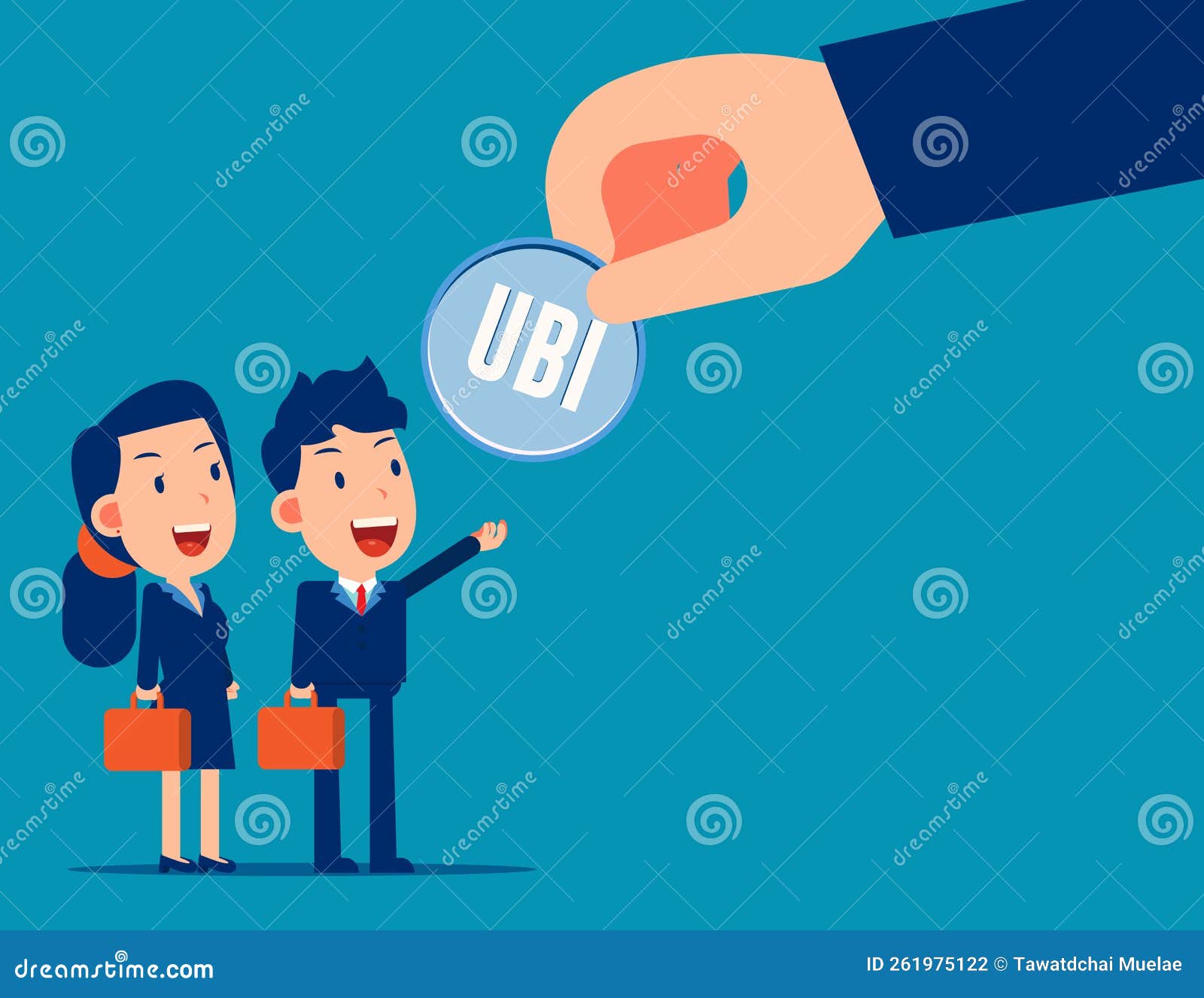 Putting Money with Universal Basic Income UBI Sign Stock Vector ...