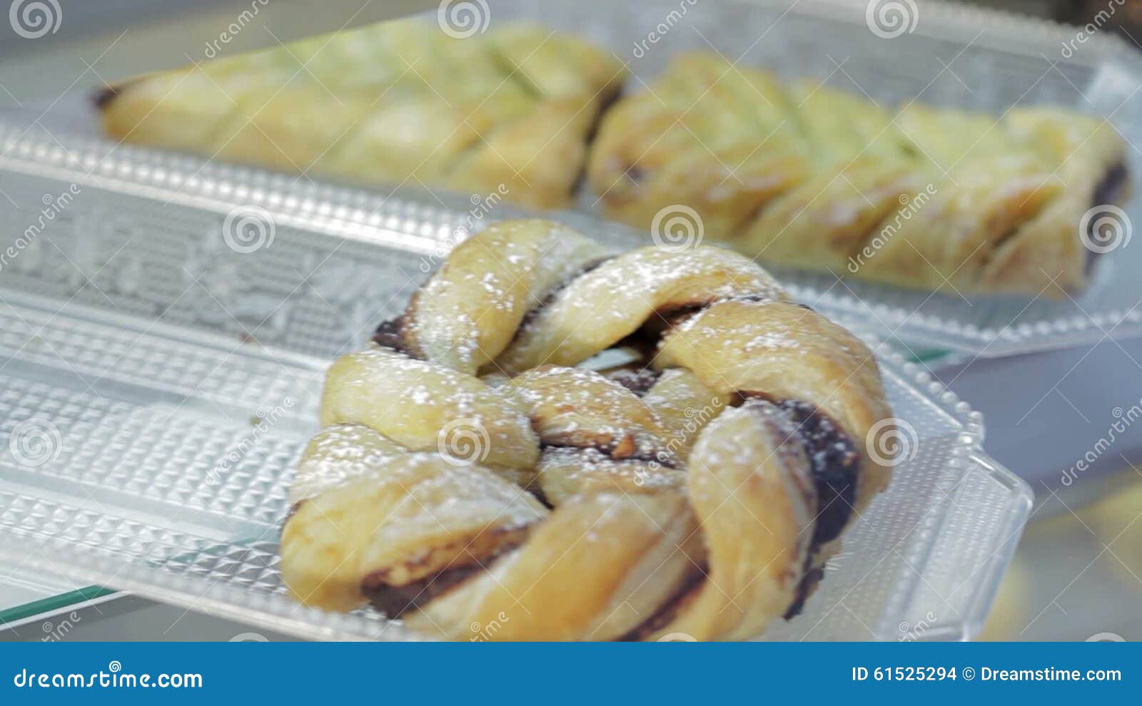 Putting a Plait Pastry in Shelves of Bakery Stock Footage - Video of ...