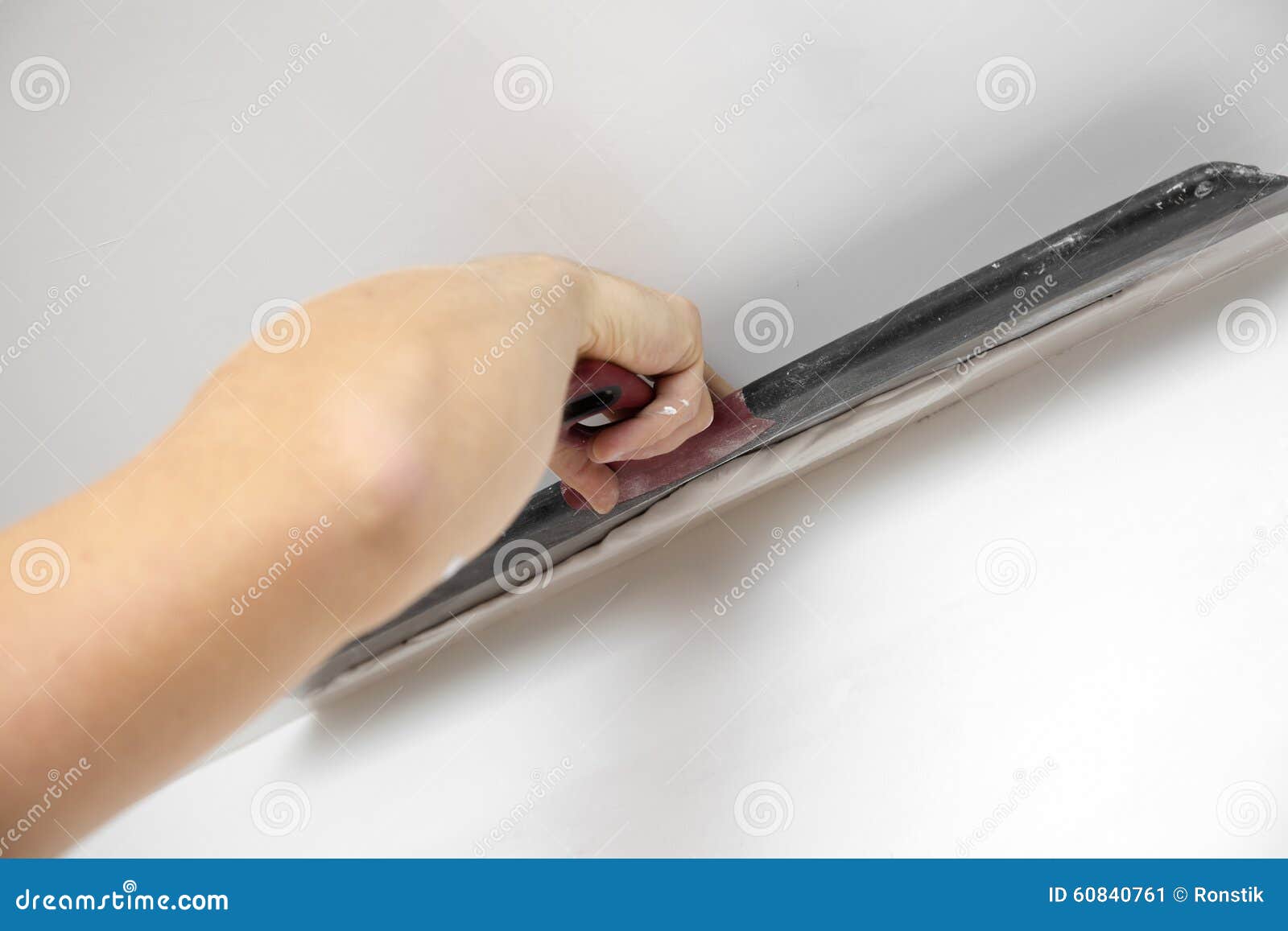 Putting Plaster on the Wall with Spatula Stock Image - Image of ...