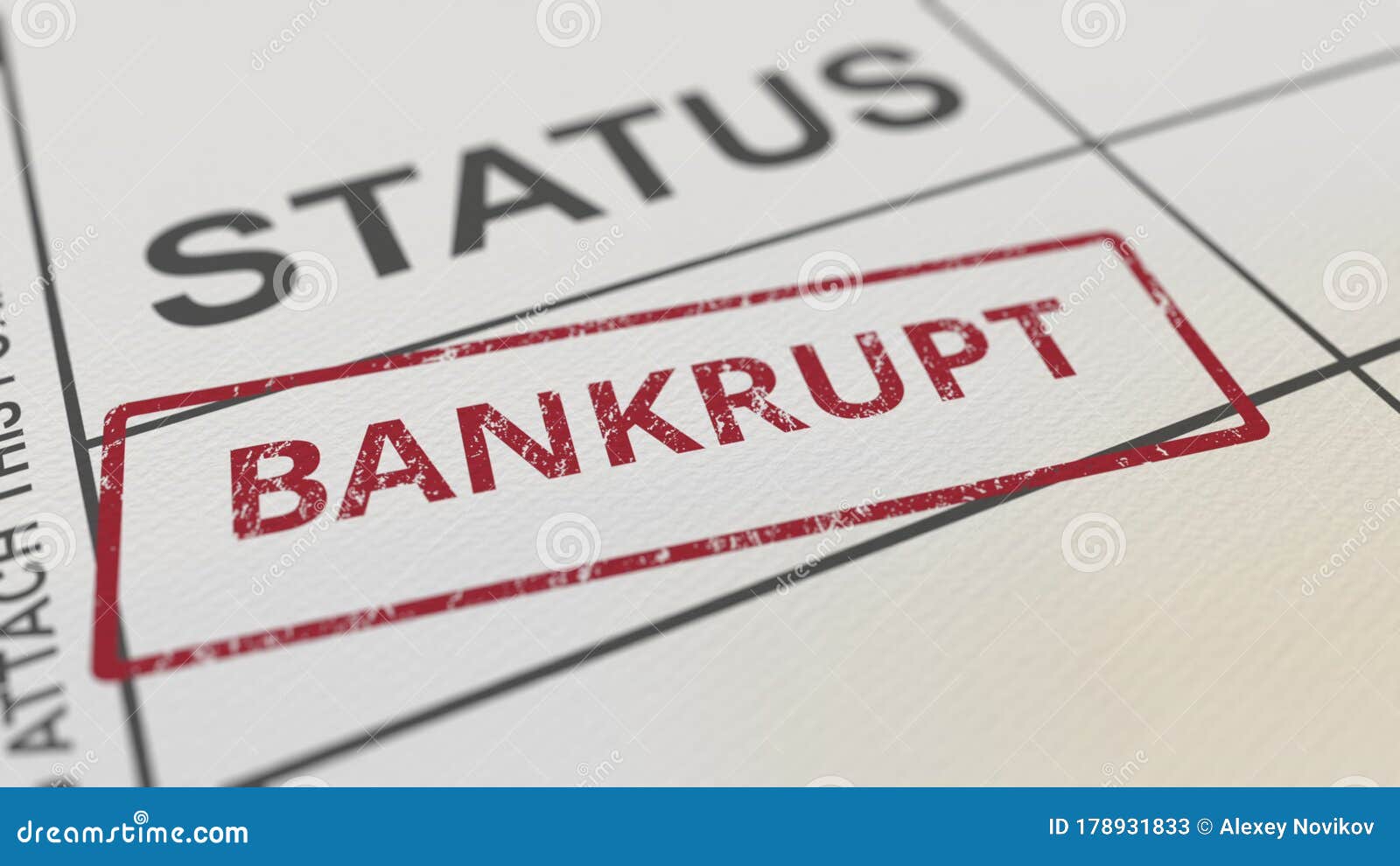 Red BANKRUPT Stamp on Paper Form. 3D Rendering Stock Illustration ...