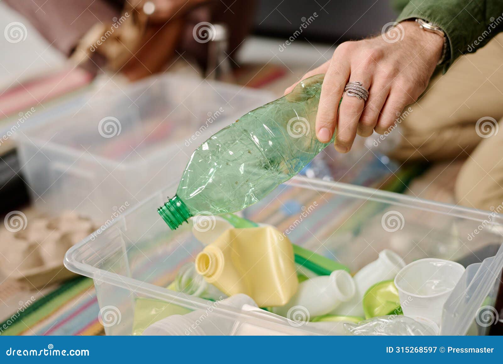 Putting Smashed Plastic Bottle in Box Stock Image - Image of package ...