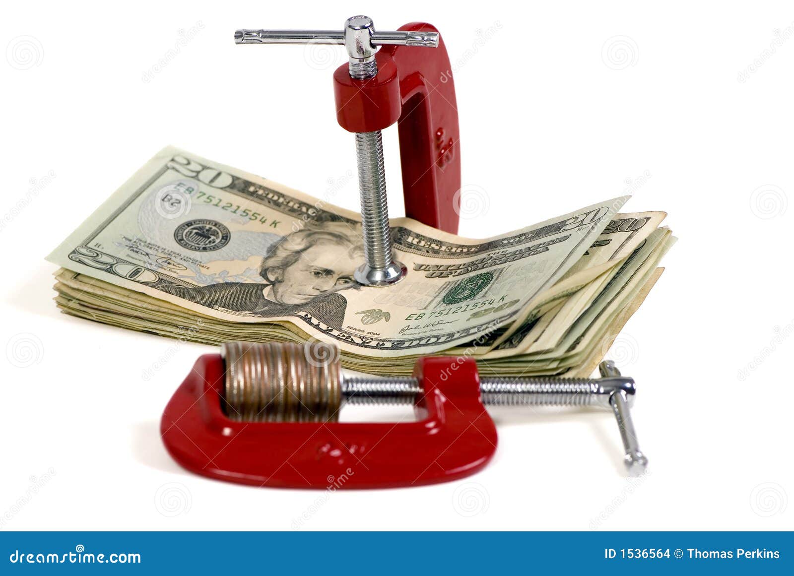 Putting a Squeeze on Your Money 2 Stock Photo - Image of note, debt ...