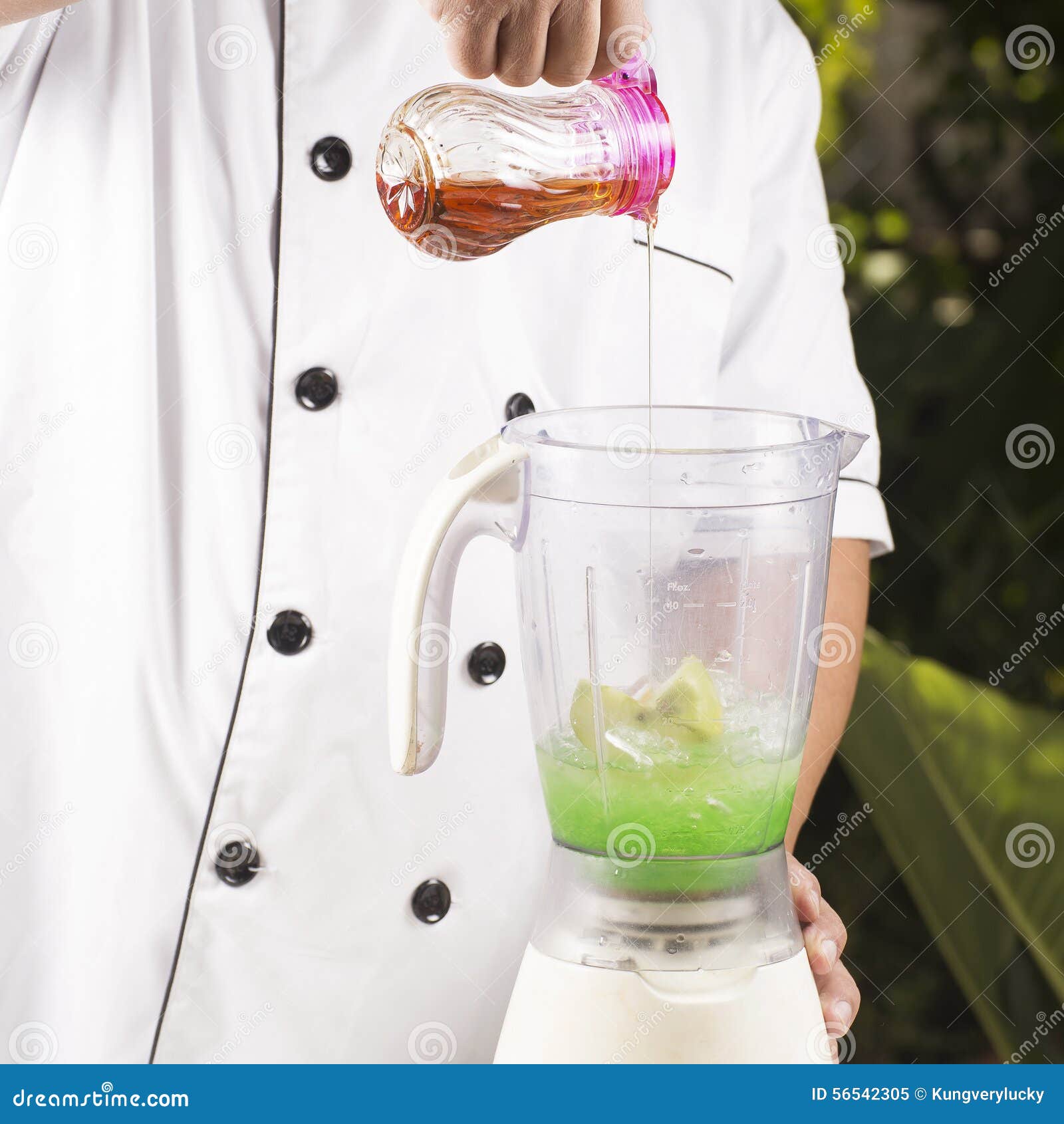 Putting Syrup for Making Green Apple Smoothie Stock Image - Image of ...