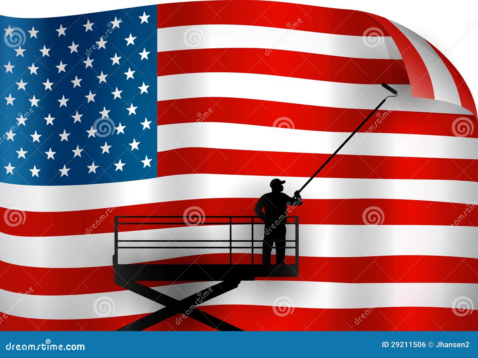 Putting Up an American Flag Stock Vector - Illustration of idea, media ...